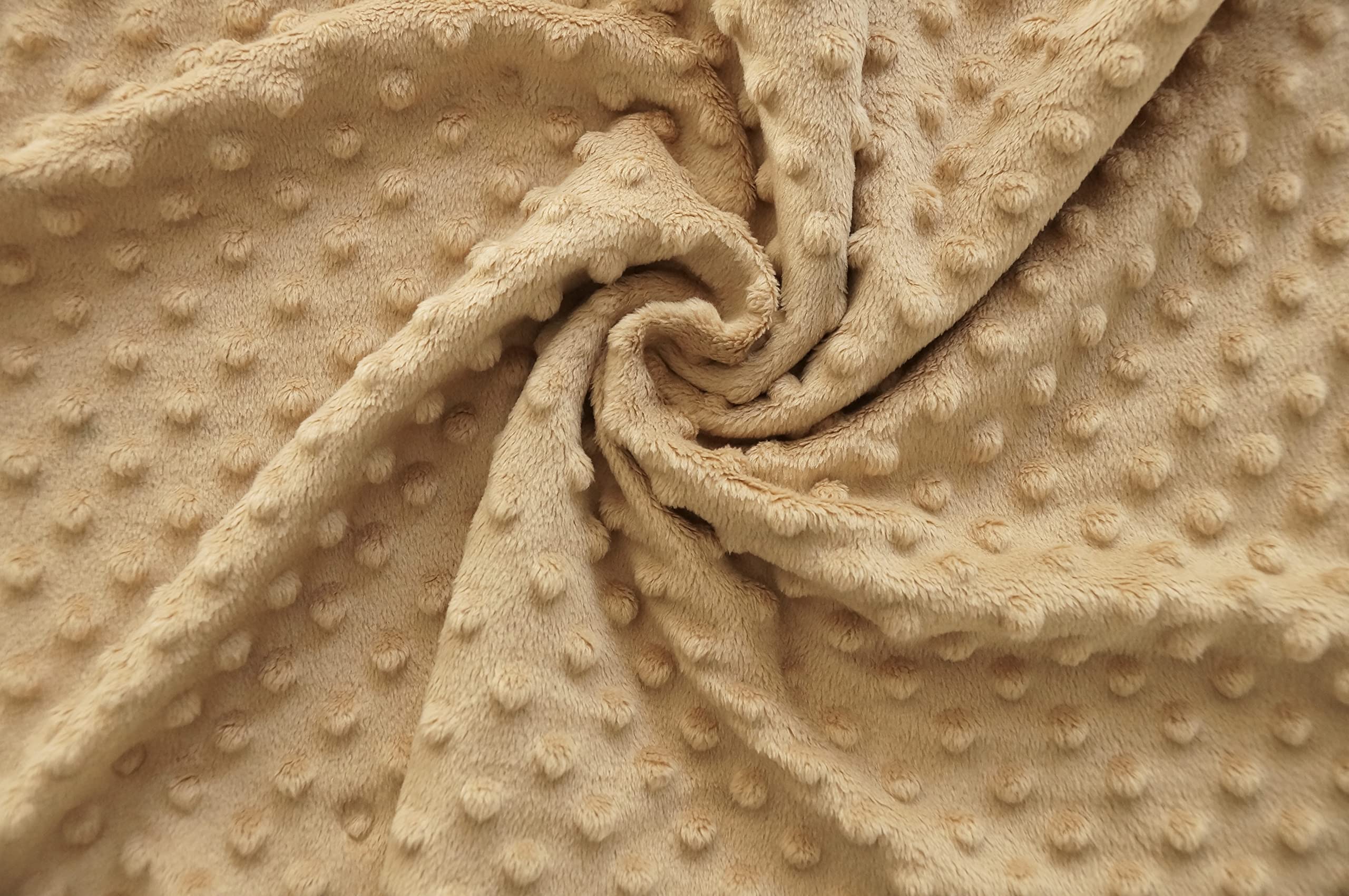 Camel Brown Minky Bubble Dimple Dot Plush Fur Fabric Polyester 58-60"