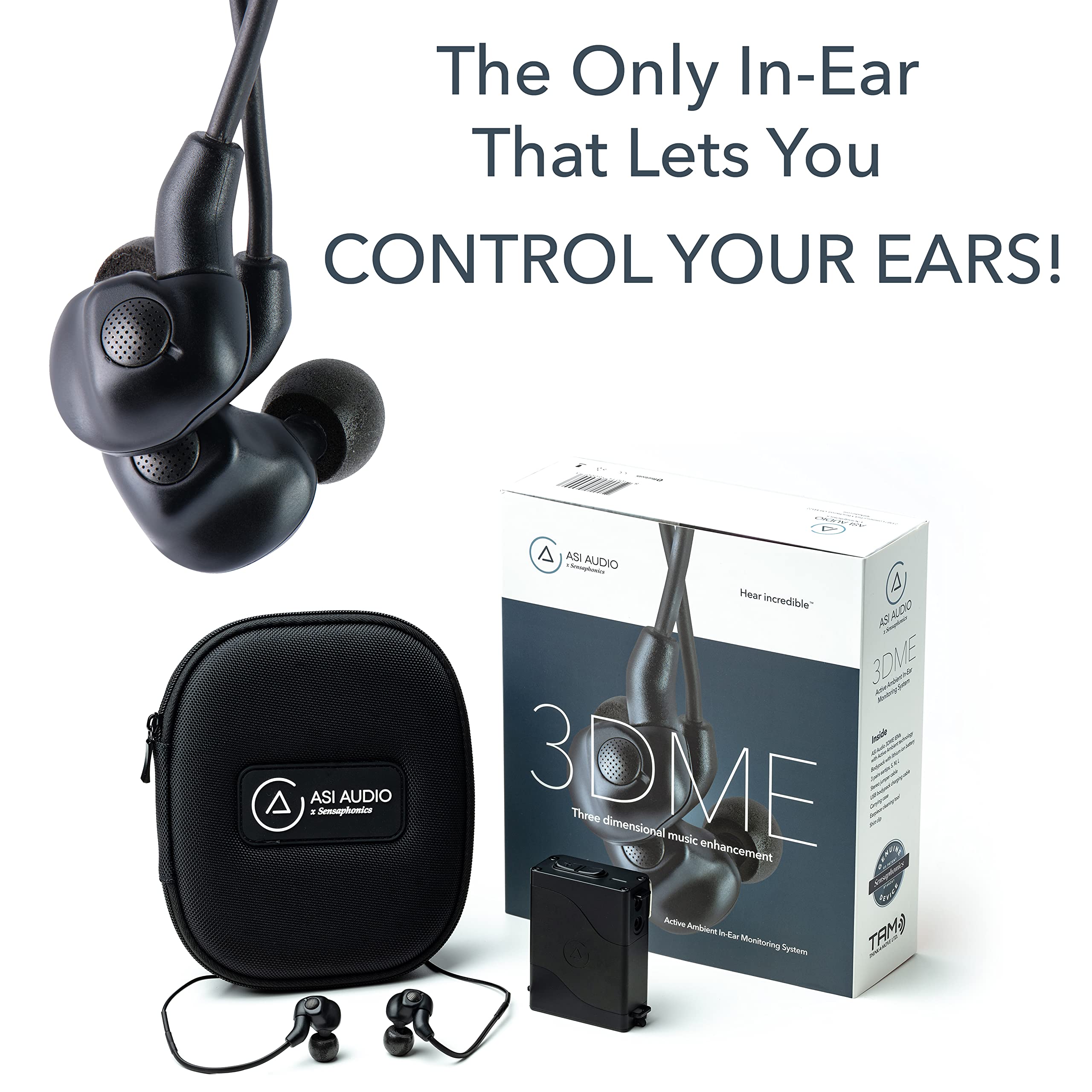 ASI Audio Premium in-Ear Monitoring System - G2 3DME Sound Limiting, EQ, IEM System, App-Controlled Ambience, Perfect for Musicians, Vocalists, Audio Engineers, and DJs