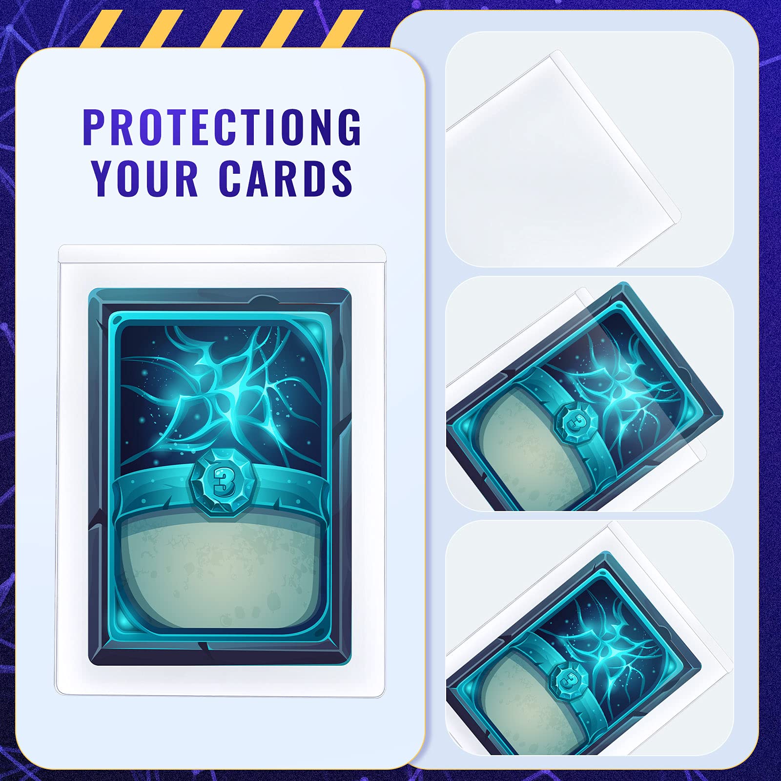 Hard Plastic Card Sleeves Loader Trading Card Protector Card Case Holder Clear Protective Sleeves Holder for Baseball Card, Sports Cards, Trading Card, Game Card 3 x 4 Inch (100 Pieces)