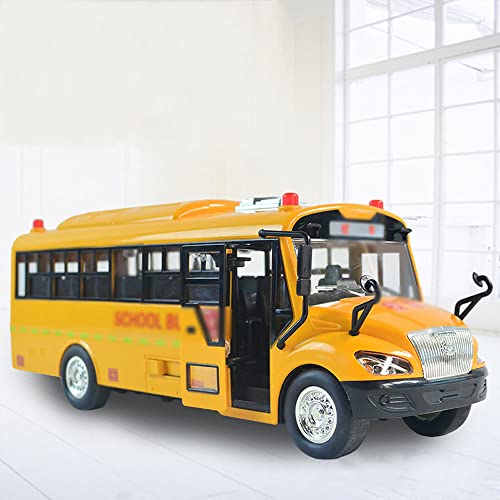 LZYDQP Diecast Yellow Bus Toy for Kids - Pull Back Car with Cool Opening Doors and Rubber Tires - Durable Diecast Metal - Birthday for Boys and Girls