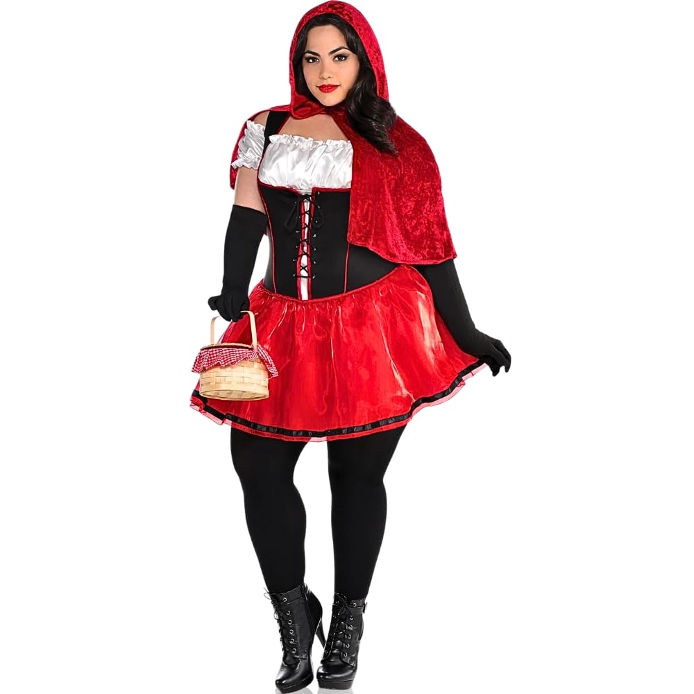 Fairy Tale-Inspired Riding Hood Costume - Plus XXL (18-20) - 1 Set - Includes Dress & Capelet - Perfect for Parties and Events