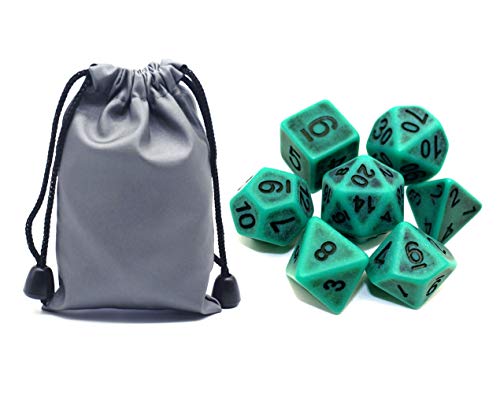 DND Dice Set Ancient RPG Dice for Dungeons and Dragons(D&D) Pathfinder MTG Tabletop Role Playing Game Polyhedral 7-Die Dice Group (Green)