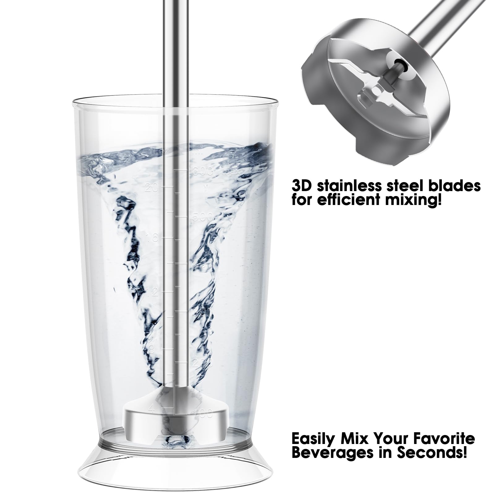 Blackcow Powerful Immersion Blender 3.0, BPA-Free, 800W Electric Hand Blender with 12-Speed&Turbo, Stick Blender for Soup, Smoothie, Puree, Detachable Base, 304 Stainless Steel 3D Blades, Red