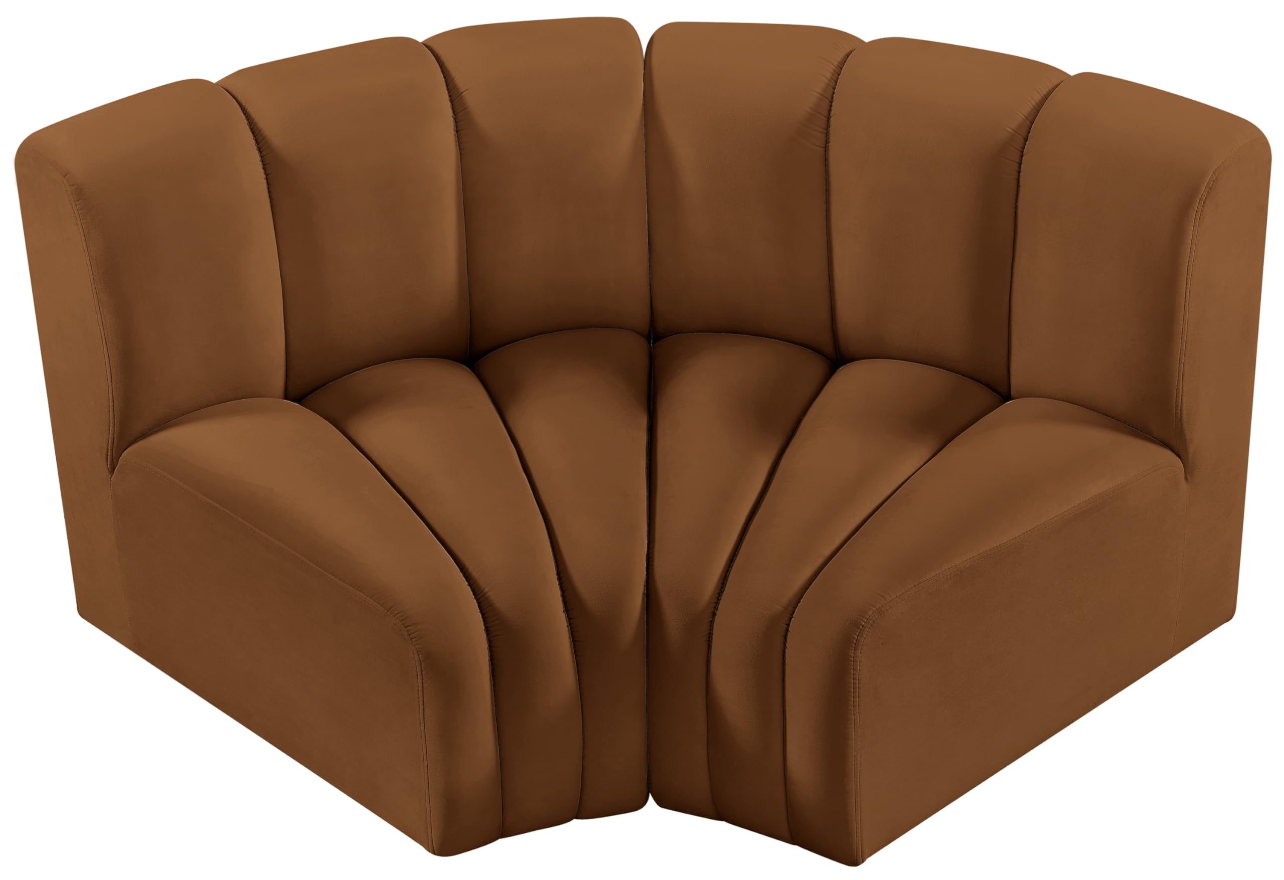 Meridian Furniture 103Saddle-S2B Arc Collection Modern | Contemporary Modular Sofa with Soft Saddle Velvet, Deep Channel Tufting, Modular Design, 60 W x 33 D x 30 H, Saddle