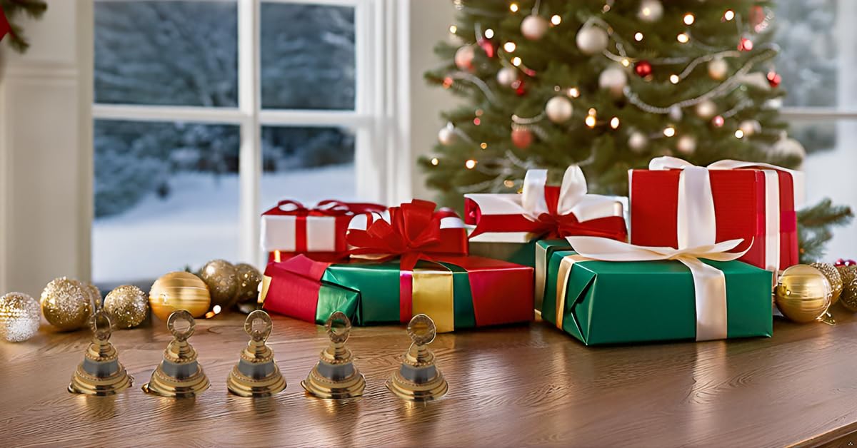 HANDTECHINDIA Brass Silver Plated 2 '' Bells Christmas Decoration Jingle Bell Sleigh Bell Jingle Bell Crafts Christmas décor Home décor Elephant décor Bells Musical Instrument Accessory. (10)