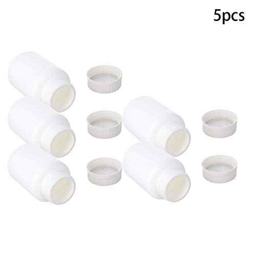 Othmro PE Plastic Lab Chemical Reagent Bottles 5pcs, 51ml/1.72oz Wide Mouth 28mmID Round Sample Liquid Storage Container Sealing Bottles White with Cap