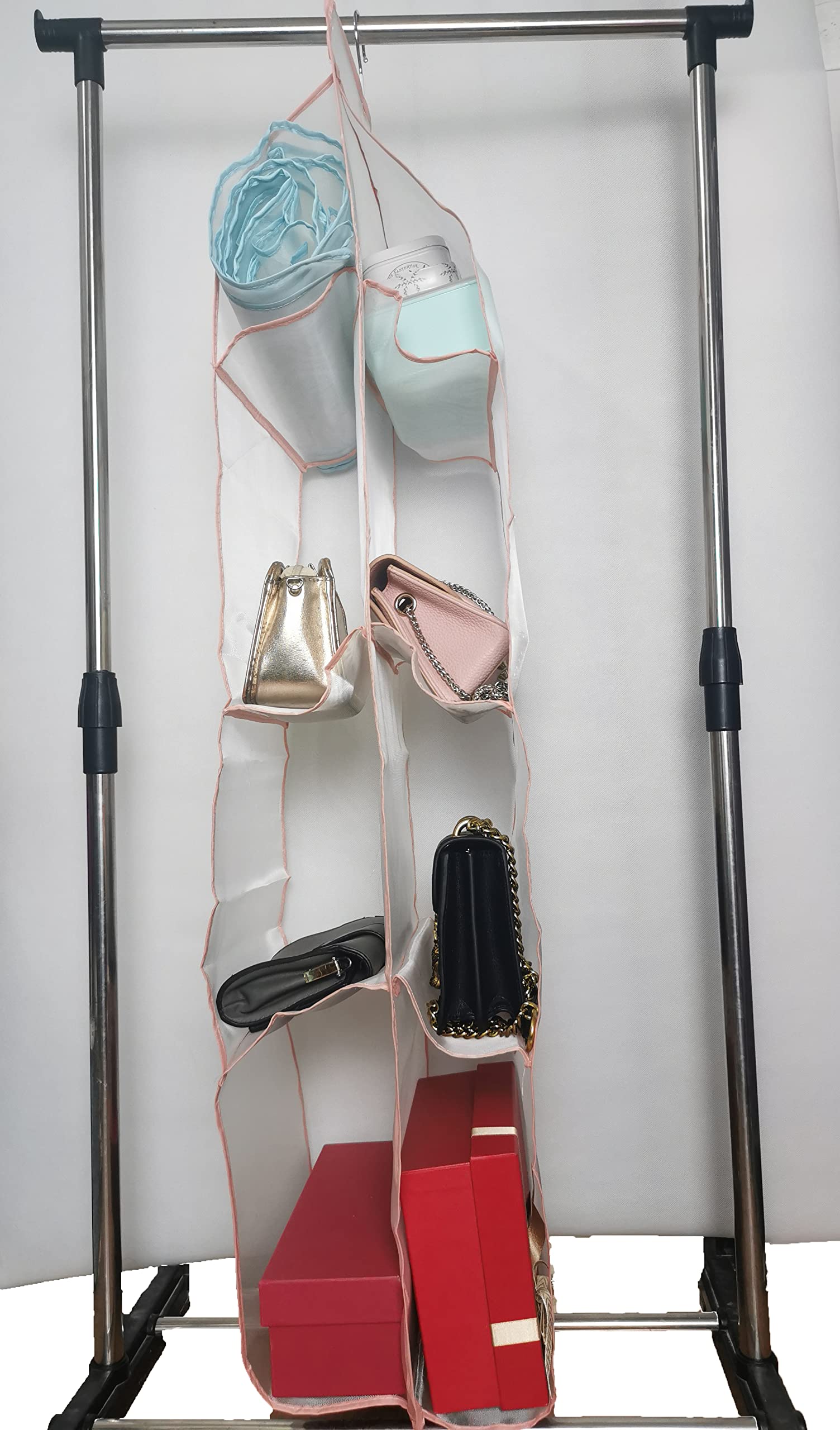 Hanging Handbag Purse Organizer Clear Hanging Shelf Bag Collection Storage Closet Storage Bag 8 Pockets