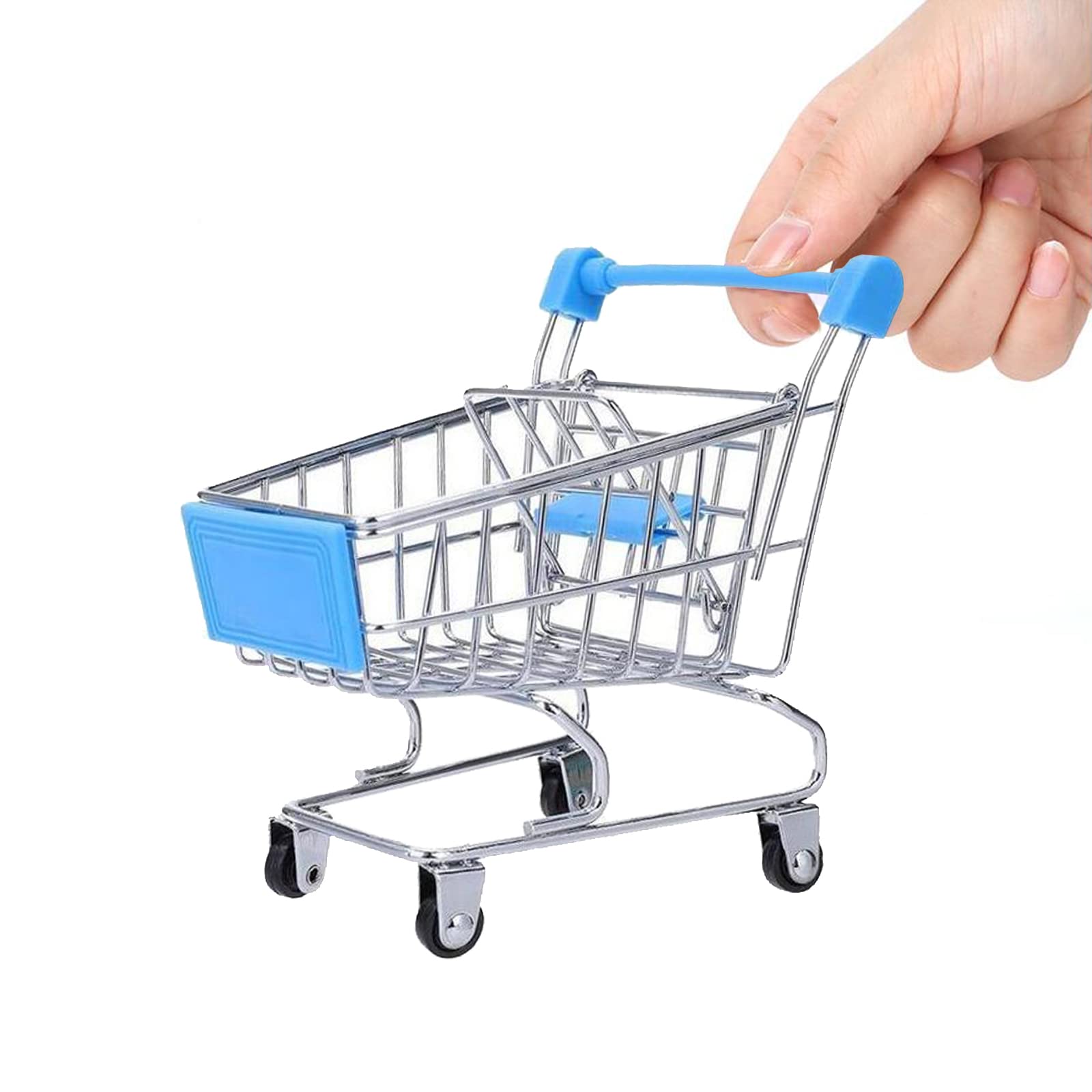 Mini Shopping CartοΌSupermarket Handcart Mini Shopping Cart Mini Supermarket Storage Toy Decorative Ornaments for Storage Toys (Toy Shopping cart Blue)