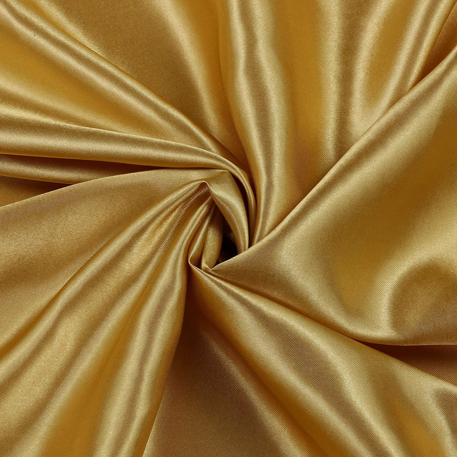 SARVAM FASHION Satin Fabric 5 Yard Bridal Solid for Wedding Dress Fashion Crafts Costumes Decorations Silky Satin 44” - (5 Yard, Gold)