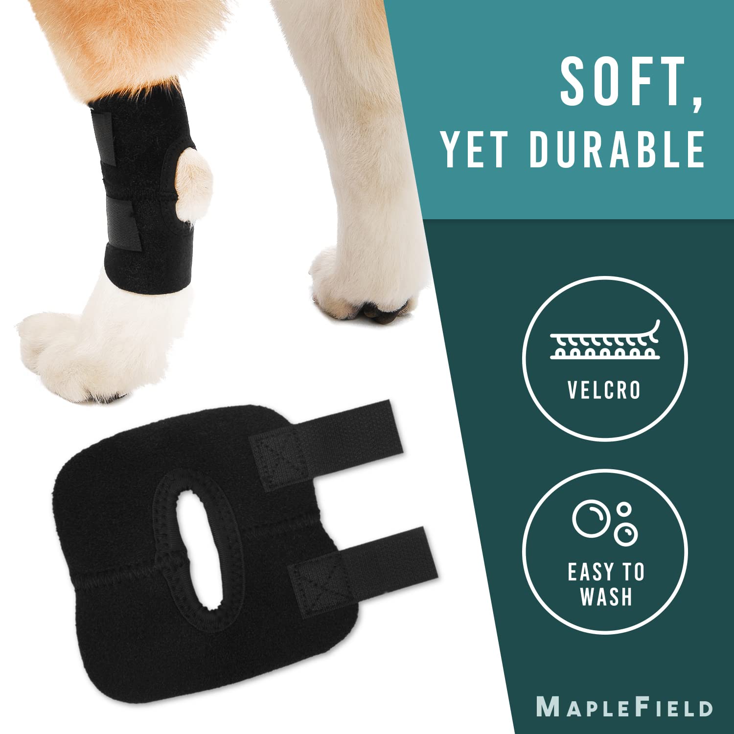 Maplefield - Dog Leg Brace - Rear Hock Hind Leg Support for Canines - Helps Promote Healing and Rehabilitation, Prevents Injuries, and Helps with Arthritis (XS)
