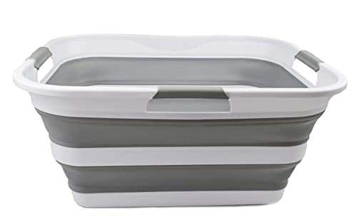 Collpasible Laundry Basket (42L Collapsible Laundry Basket (White/Grey))