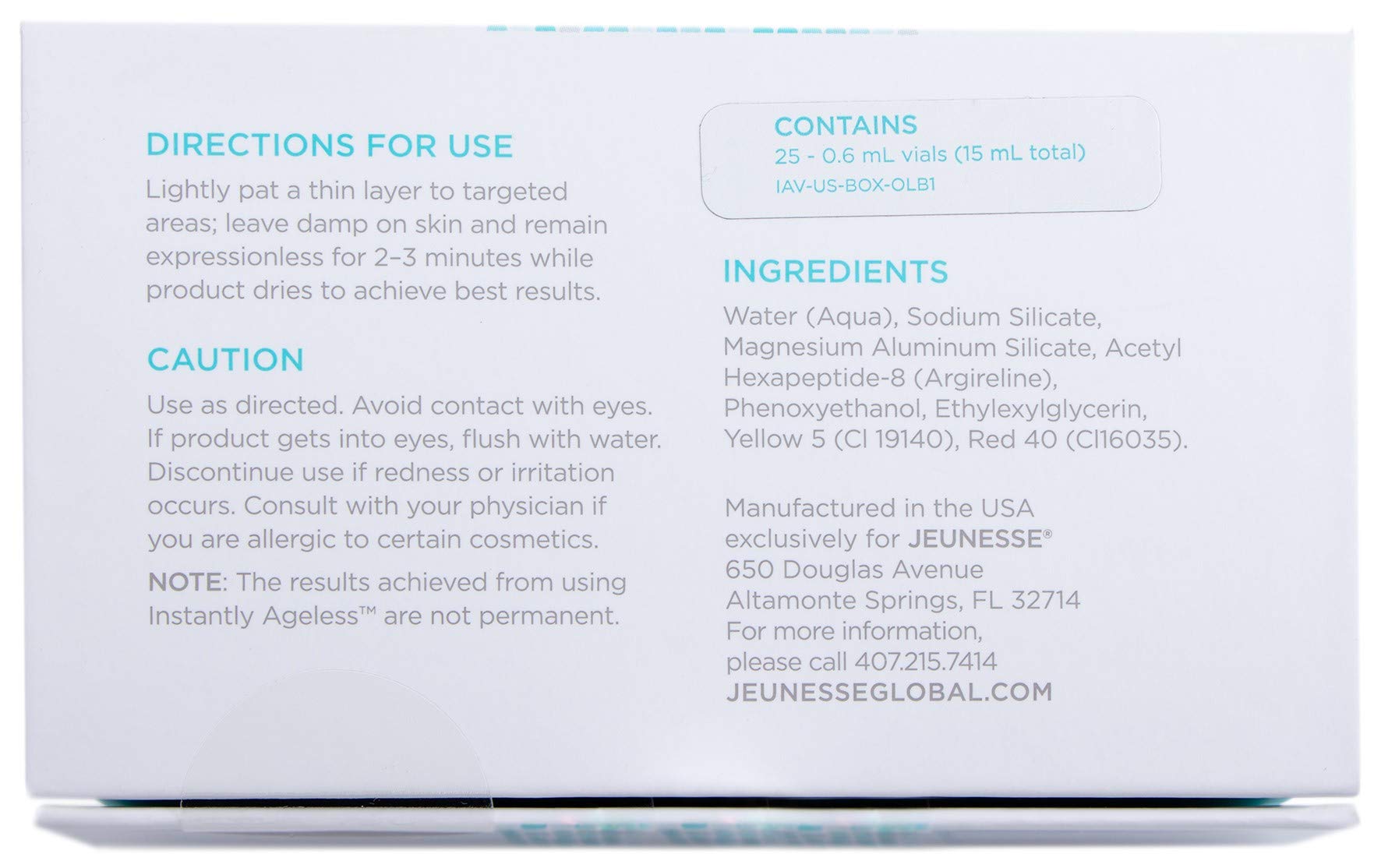 Instantly Ageless Facelift in A Box - 1 Box of 25 Vials
