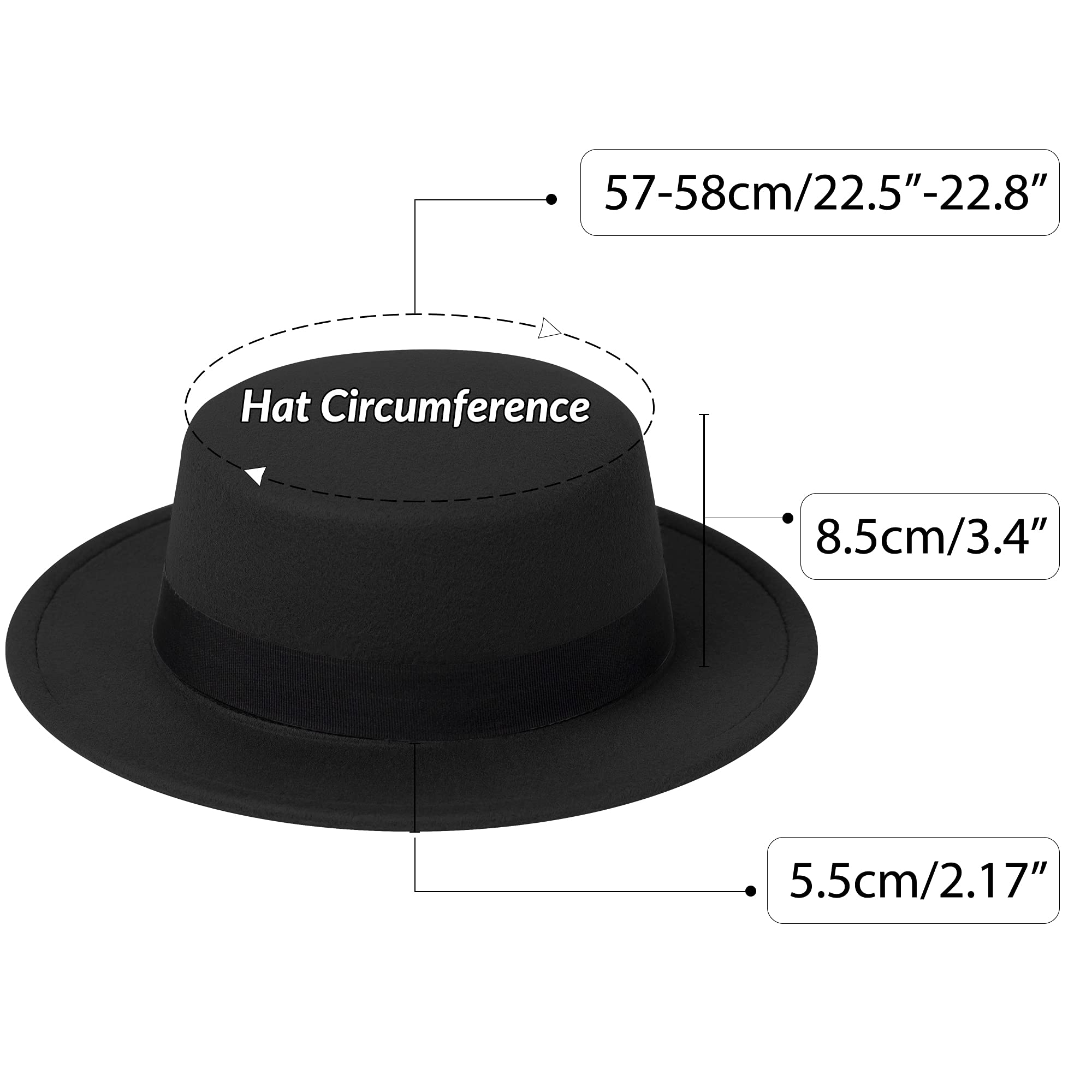 Classic Fedora Hat Two Tone Flat Top Hat with Band Wide Brim Pork Pie Hat Adjustable Patchwork Colors Panama Hat