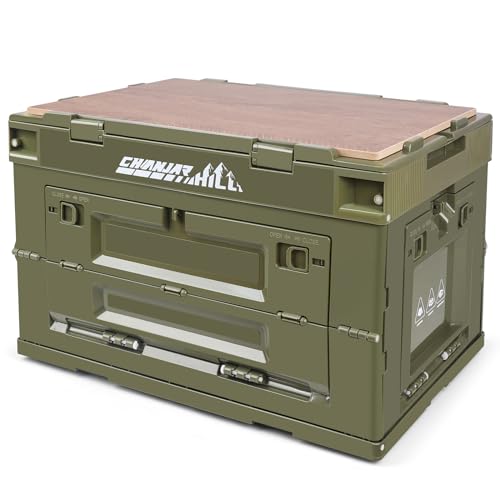 Chanjarhill Camping Folding Storage Organizer Box with Table Top, Multi-functional Collapsible Bin for Camping Home Car RV Storage and Organization