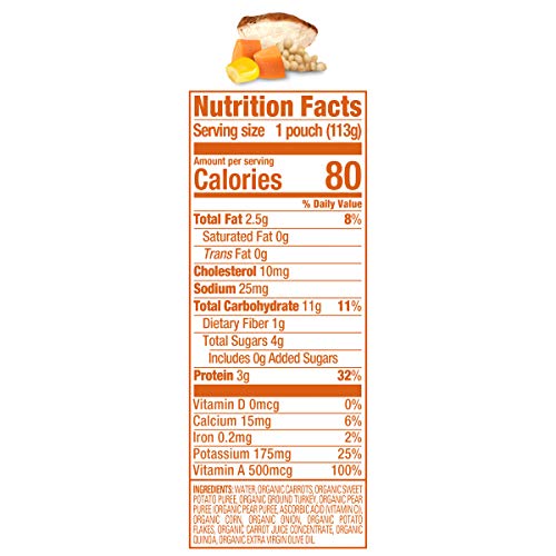 Happy Baby Organic Stage 3 Baby Food, Hearty Meals, Root Vegetables & Turkey with Quinoa, 4 Ounce (Pack of 8)
