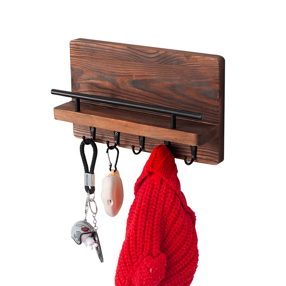 Coral Flower Holder and Mail Shelf Decorative Wooden Wall Organizer for Keys Letters Bills Pine Wood Unique Rustic and Industrial DƩcor Perfect for Entryway Kitchen Mudroom