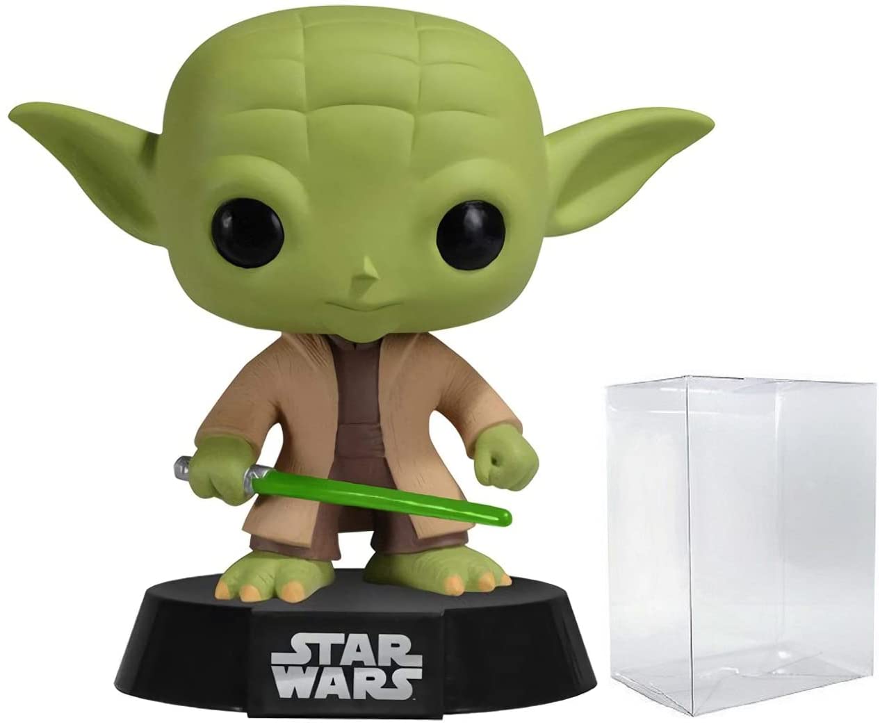 POP Star Wars: Master Jedi Yoda with Lightsaber [Black Box Art] Funko Vinyl Figure (Bundled with Compatible Box Protector Case)