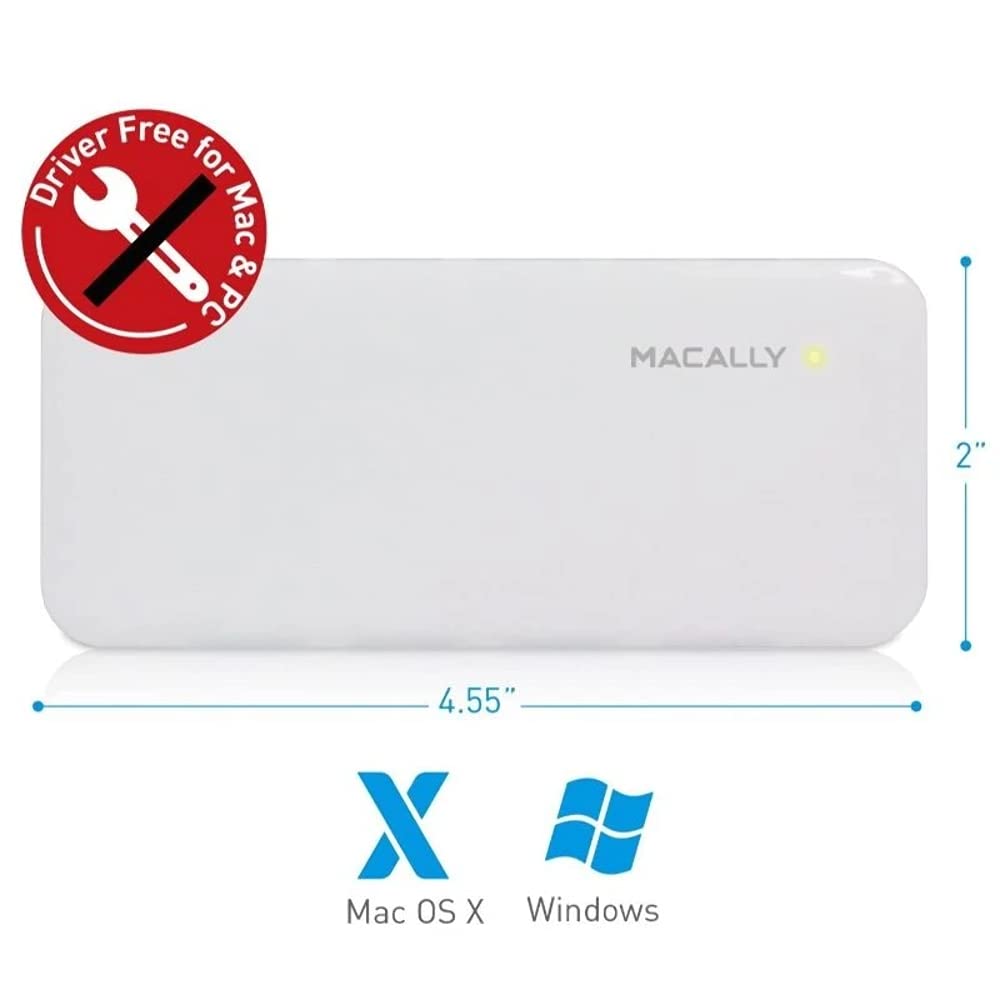 Macally 7 Port Powered USB 2.0 Hub with 5V 2A Power Adapter & 3 foot long Cable (7PortHub)