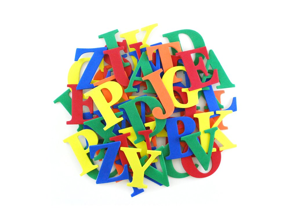 Classroom Alphabet Letters - Primary Colors Peel & Stick Letters Foam Shapes for Bulletin Boards or Crafts - 2 Inch Tall - 52 Count