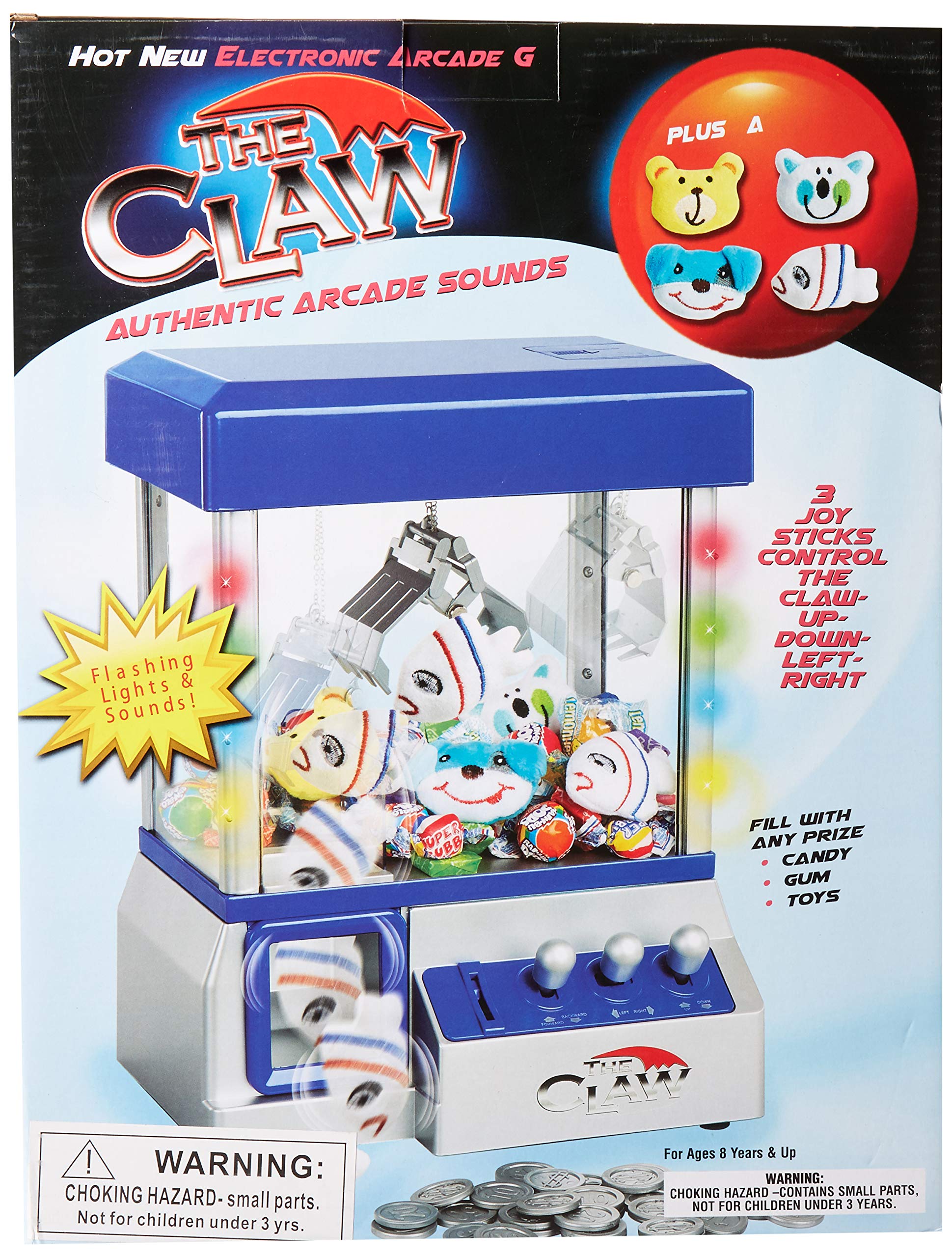 Claw Machine - Arcade Mini Toy Grabber Machine for Kids - Candy Machine- Retro Carnvial Music & Flashing Lights- Best Birthday Gift Game. Use Gumballs, Candy, Toys, or Small Prizes (Blue)