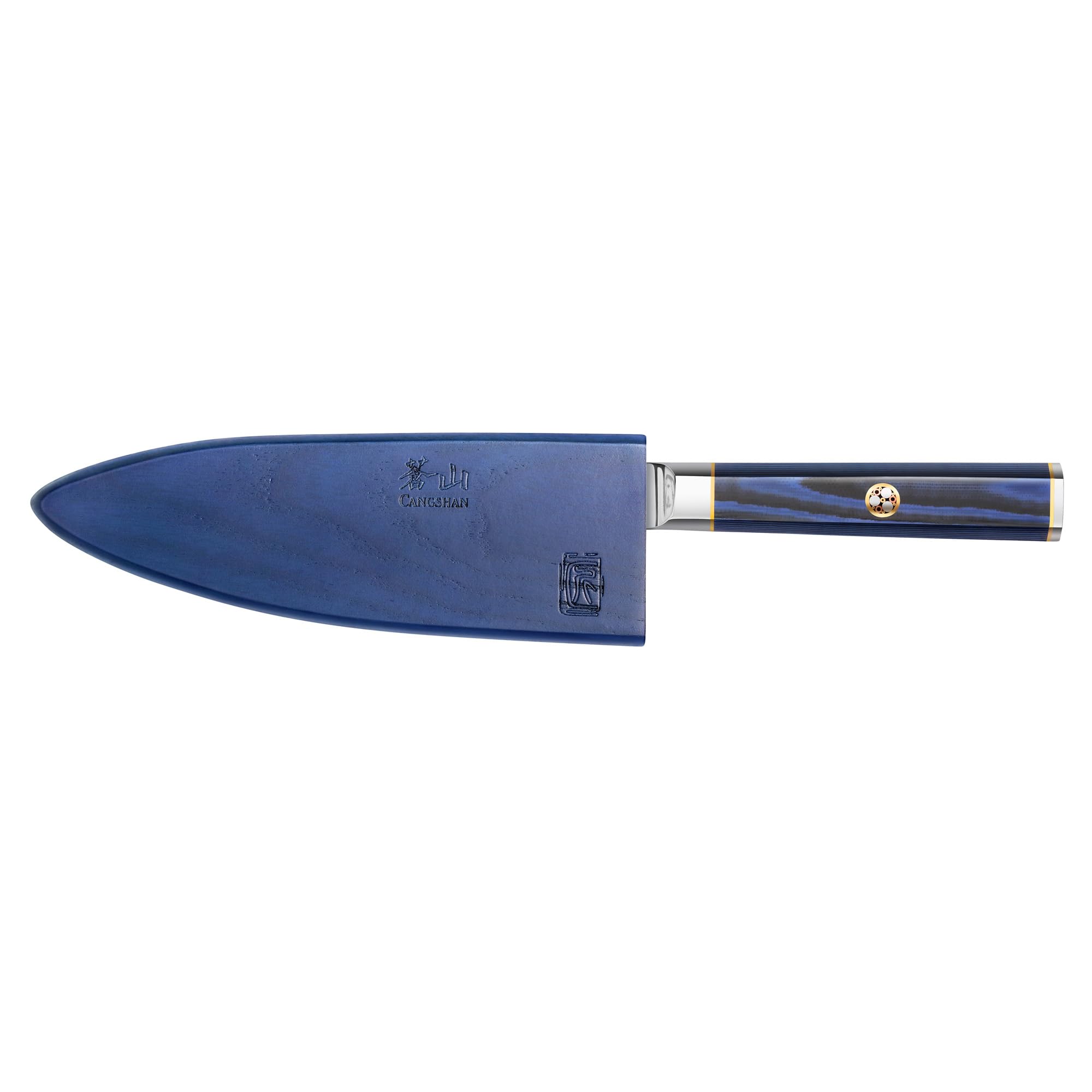 Cangshan Kita Series High Carbon X-7 Damascus Steel Chef's Knife with Sheath 6-Inch, 501394