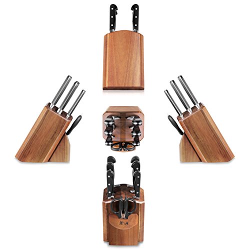 Cangshan TV2 Series 1023039 Swedish 14C28N Steel Forged 8-Piece Knife Block Set, Acacia