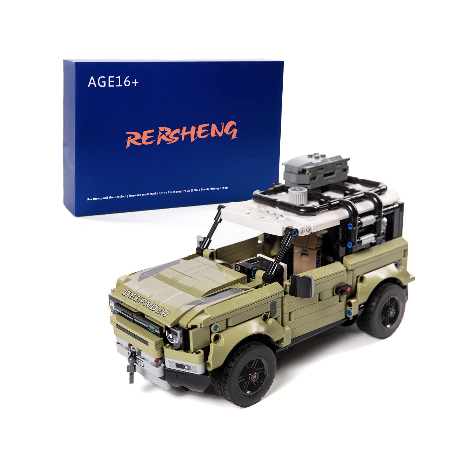 Rersheng Off-Road Car D90 MOC Technology Building Blocks and Engineering Toy, Adult Collectible Model Cars Kits to Build, 1:14 Scale Truck Model (1286Pieces)