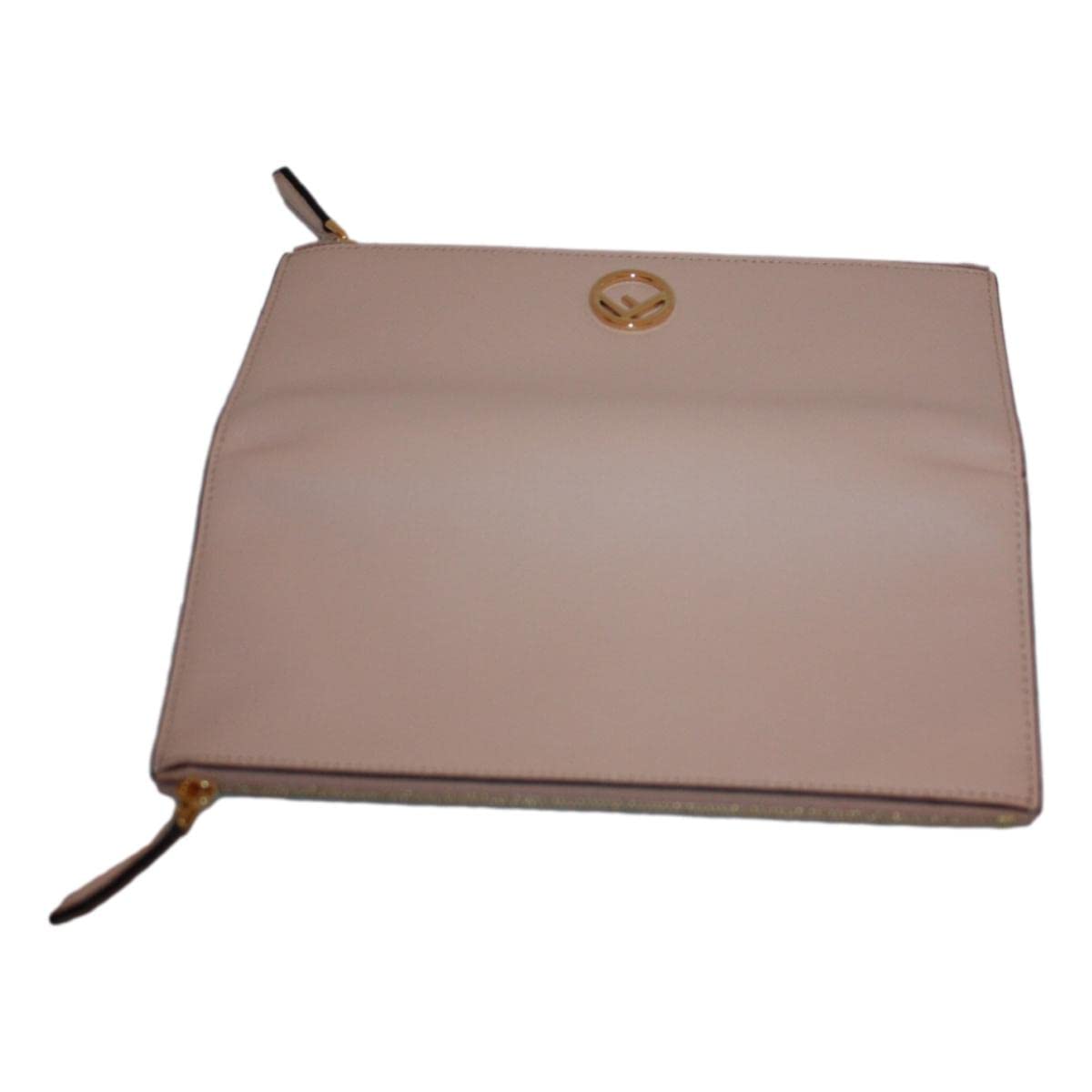 FENDI F is Light Rose Calf Leather Double Zip Long Wallet 8M0405
