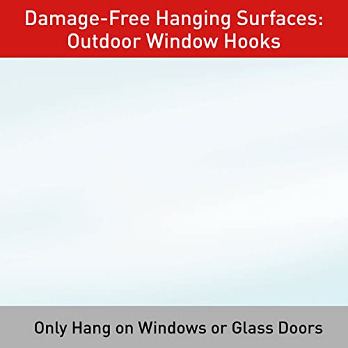 Command Outdoor Large Window Hooks, Total 4 Hooks with 8 Command Strips, 4 Pack of 1 Hook, Decorate Damage-Free