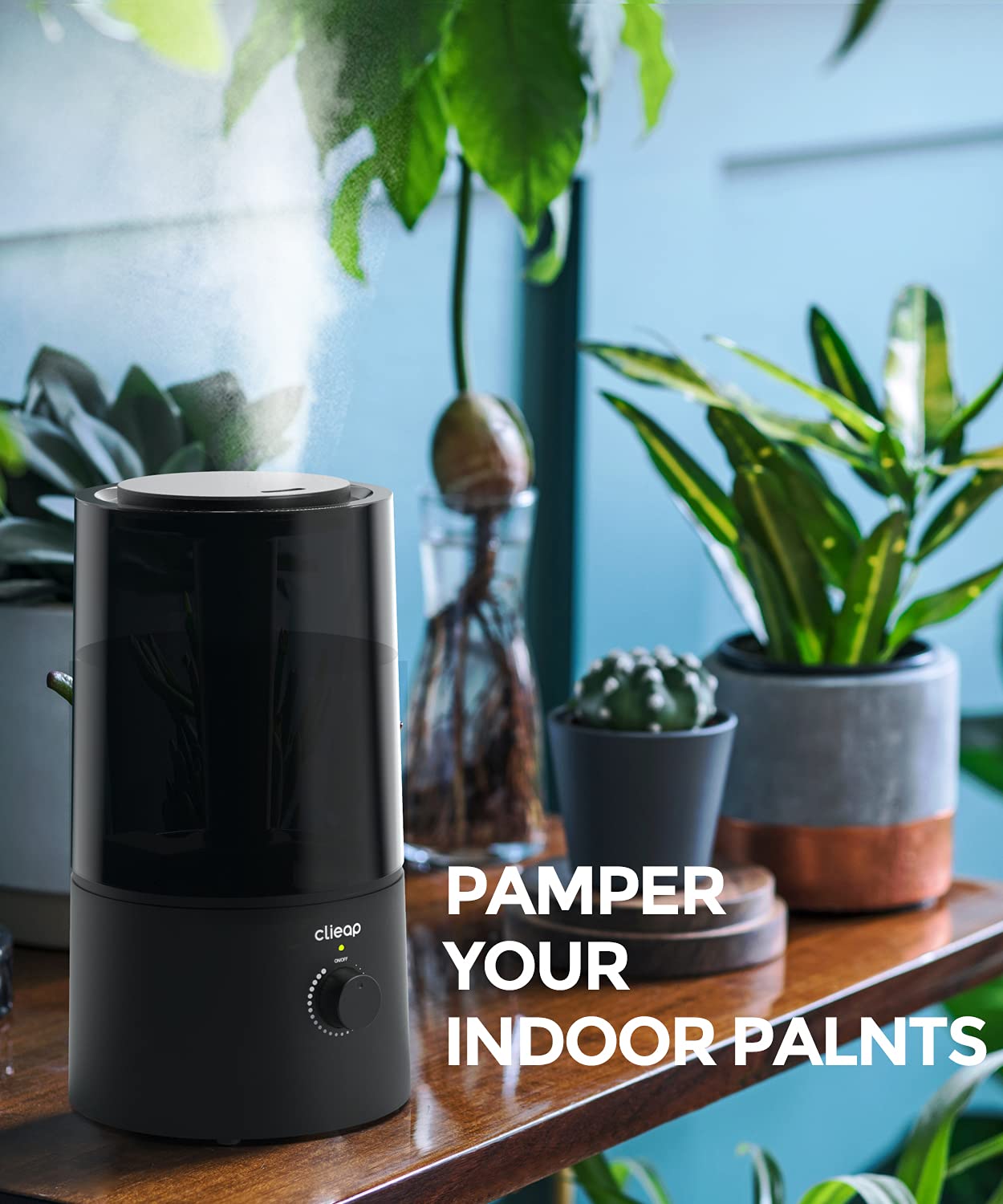 Clieap™ Humidifiers for Bedroom, 4L Air Humidifiers for Large Room, Ultrasonic Cool Mist Humidifiers for Baby, 30H Work Time, Auto Shut-Off (Black)