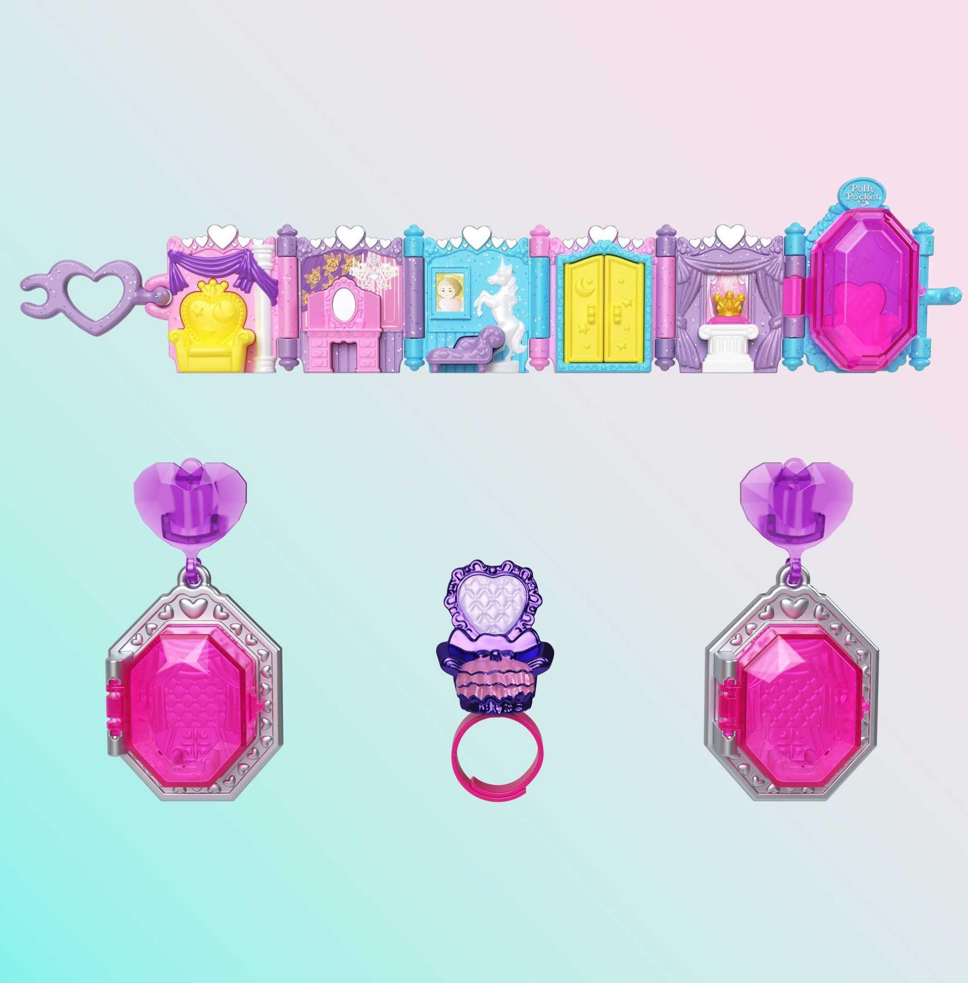 Polly Pocket Collector Compact with 2 Dolls, Keepsake Collection Royal Ball Jewelry Accessories Set, Collectible Toy with Unicorn Castle Theme