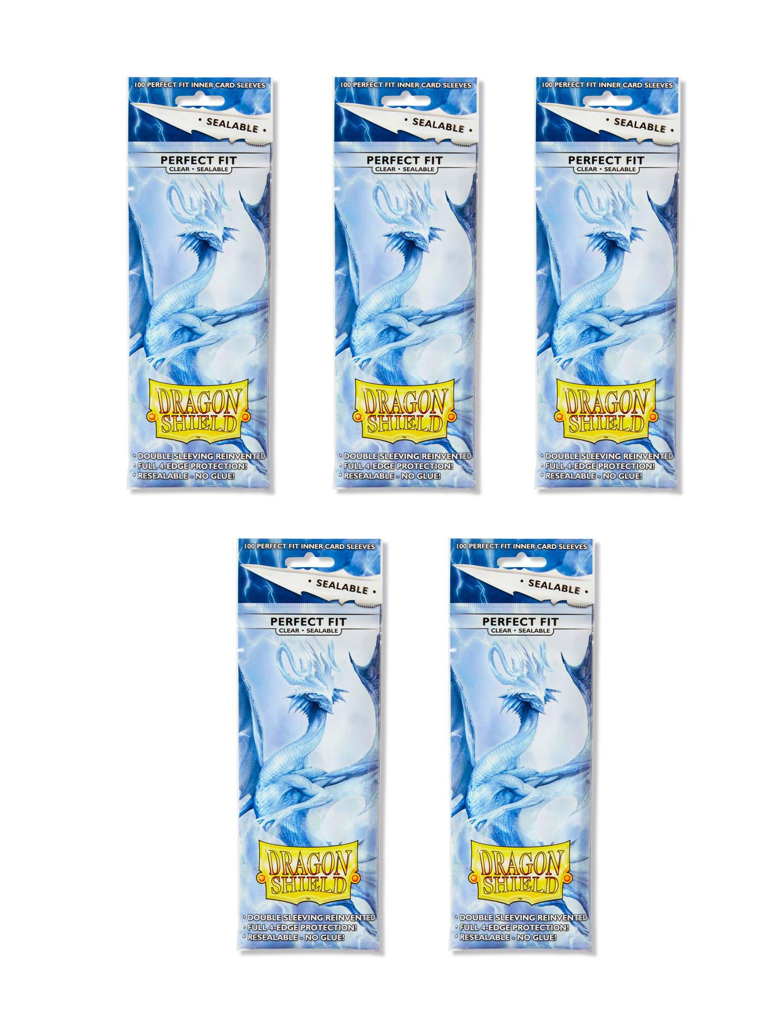 Dragon Shield 100 Standard Size Clear Resealable Sleeves (5 Packs)