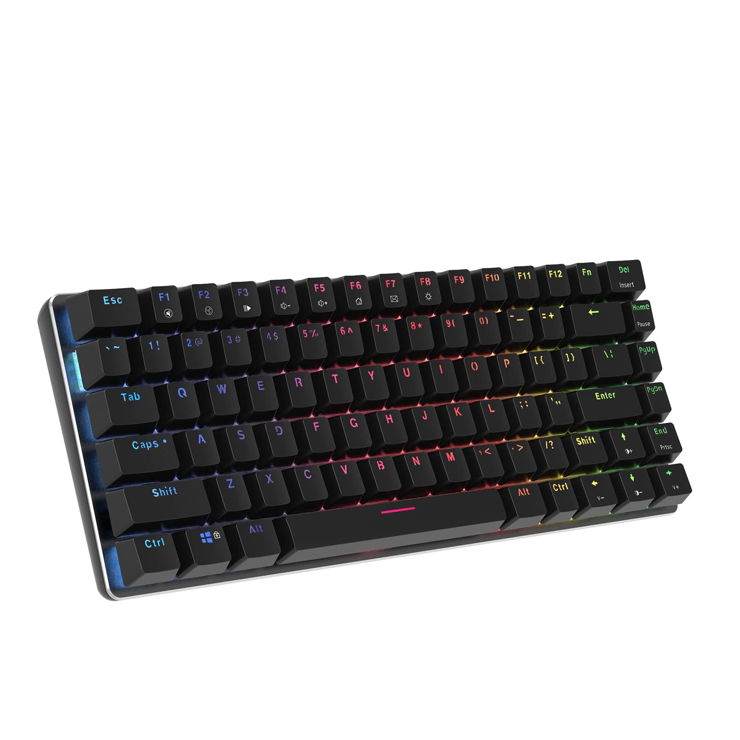 FIRSTBLOOD ONLY GAME. AK33 Geek RGB Mechanical Keyboard, 82 Keys Layout, Black Switches, LED Backlit, Aluminum Portable Wired Gaming Keyboard, Pluggable Cable, for Games Work and Daily Use, Black