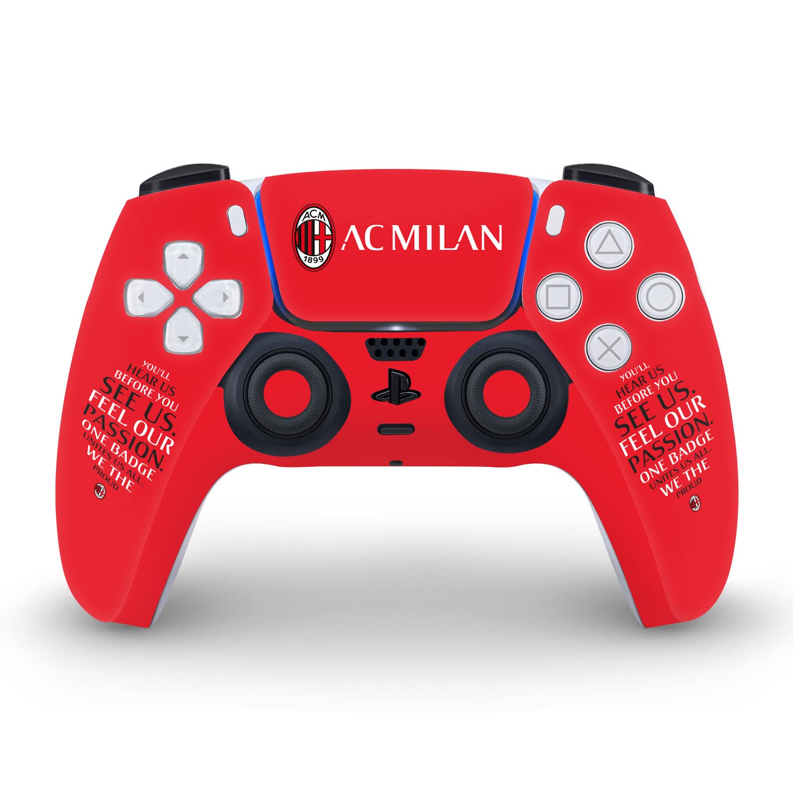 Head Case Designs Officially Licensed AC Milan Typography Art Matte Vinyl Faceplate Sticker Gaming Skin Decal Cover Compatible With Sony PlayStation 5 PS5 Disc Edition Console & DualSense Controller