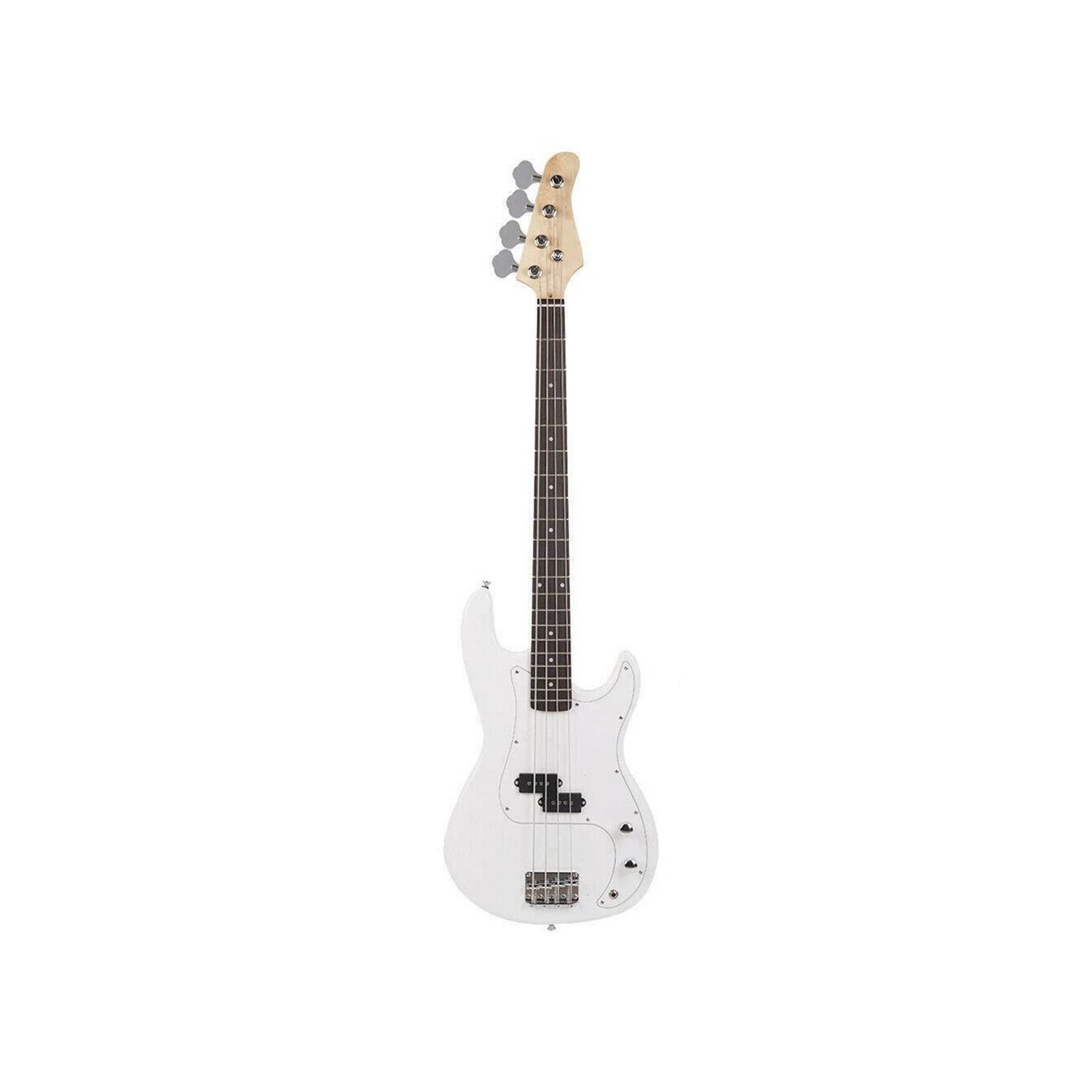 RMKOLE Full Size 4-String Electric Bass Guitar Burning Fire Style Fashion White, Comfortable Hand Feeling, Stylish Outlook, Stable Performance and Melodious Sound