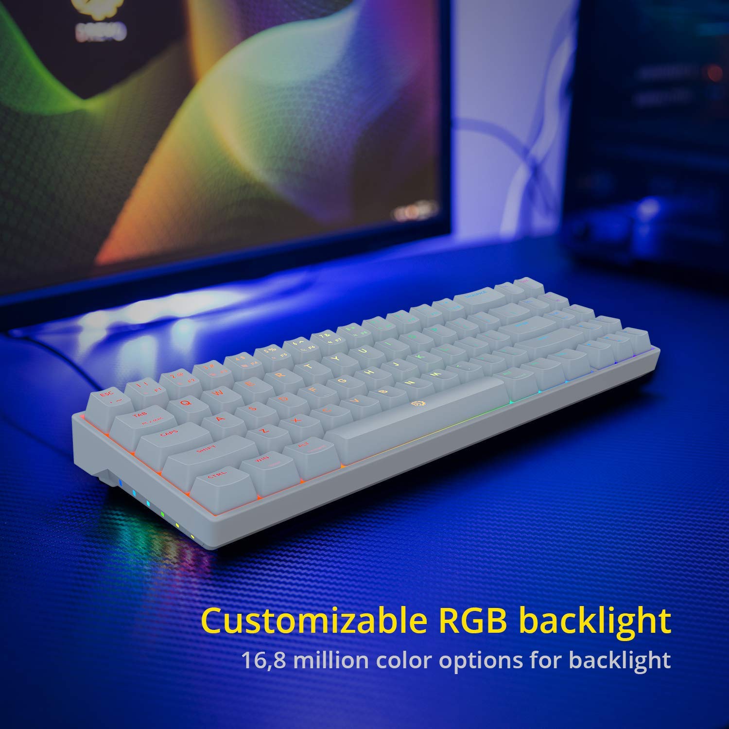 DREVO Calibur V2 TE RGB 60% Wired Mechanical Gaming Keyboard, 71-Key Small Compact, Work for PC/Mac, Detachable USB Type-C, Outemu Brown Switch,White