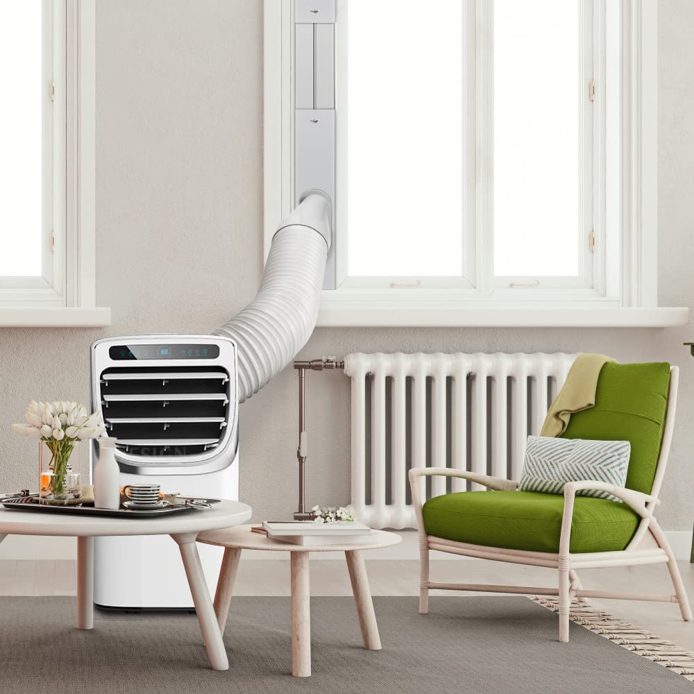 Portable Air Conditioner Window Kit with 5.9” Counter Clockwise Exhaust Hose,AC Window Vent Kit, Adjustable Vertical/Horizontal Sliding Window Kit Plates for AC Unit with 59 Inch Exhaust hose