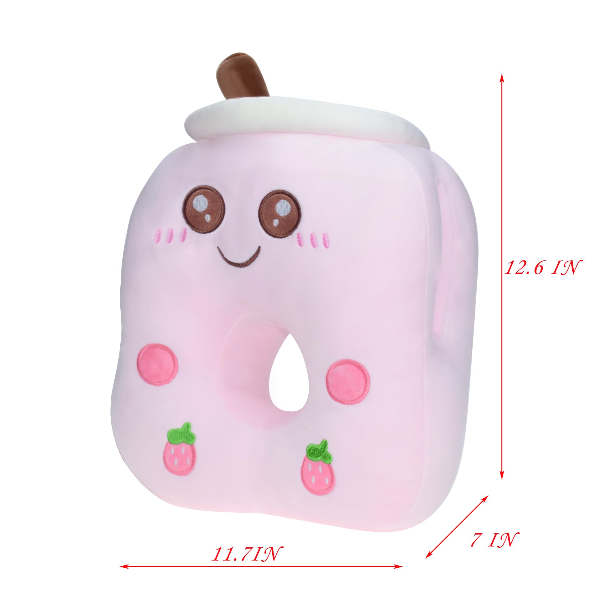 Boba Milk Tea Plushie Stuffed Toy Cute Soft Strawberry Bubble Tea Plushie Pillow Kawaii Hugging Present for Kids (Pink)