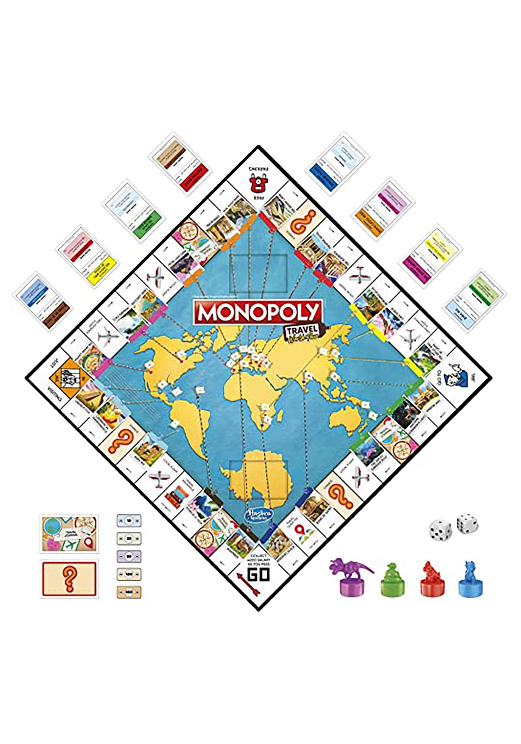 Hasbro Gaming Monopoly World Tour Board Game with Token Stampers and Dry-Erase Gameboard for Family Game Night
