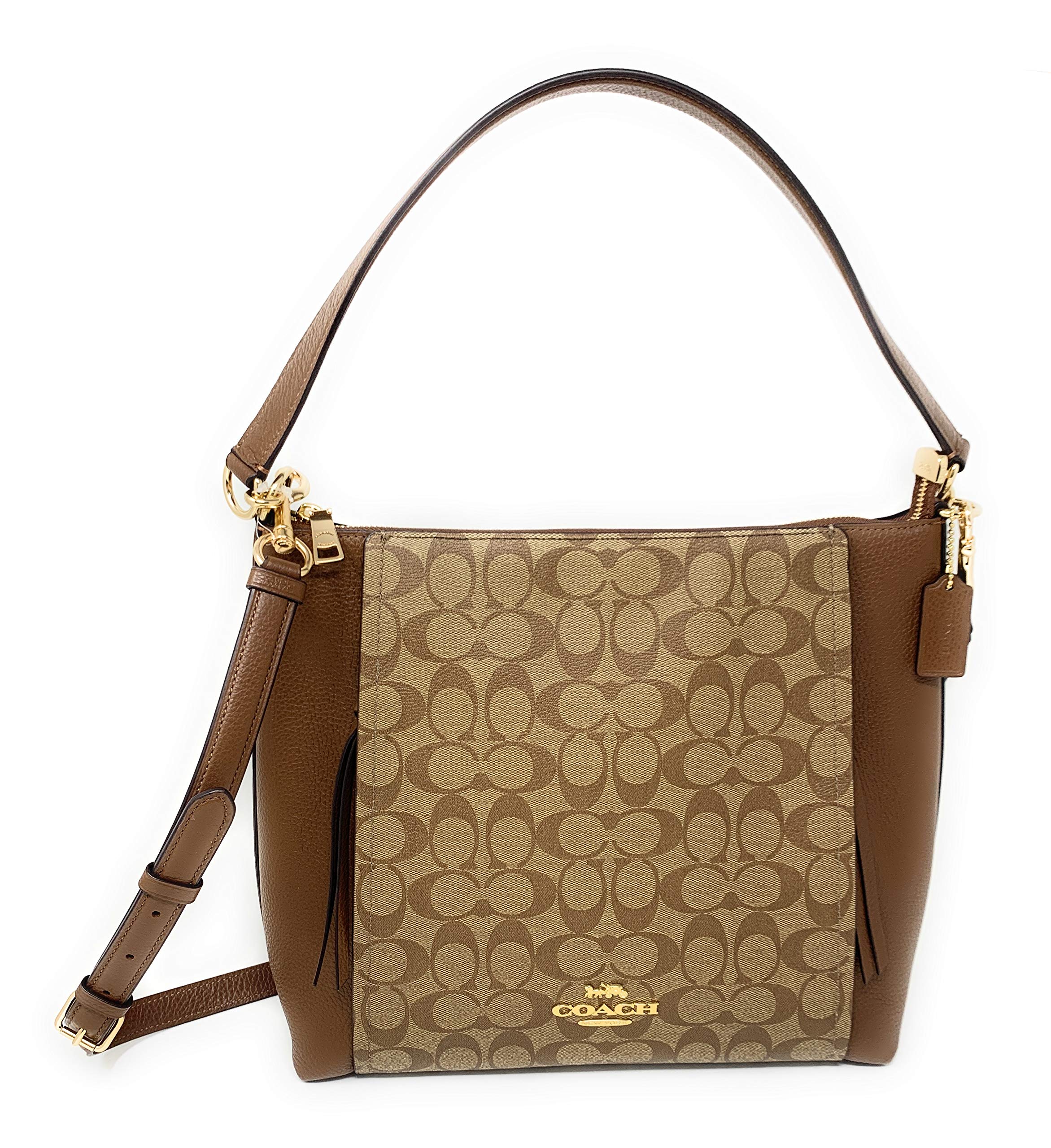 Coach Pebbled Leather Marlon Hobo Shoulder Handbag (KHAKI/SADDLE)