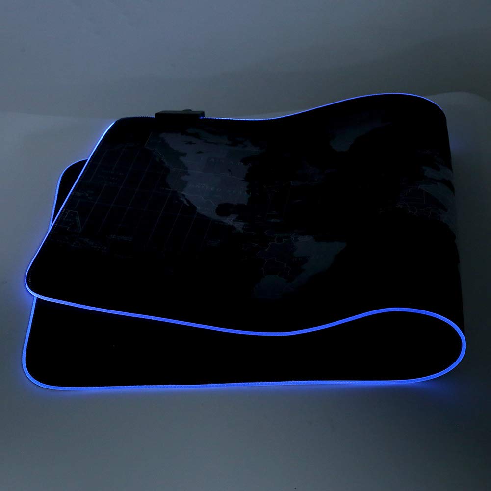 Ruiqas Gaming Mouse Pad RGB Mouse Pad Luminous Large World Map Mice Mat Waterproof Non- Slip Rubber Base 800x300