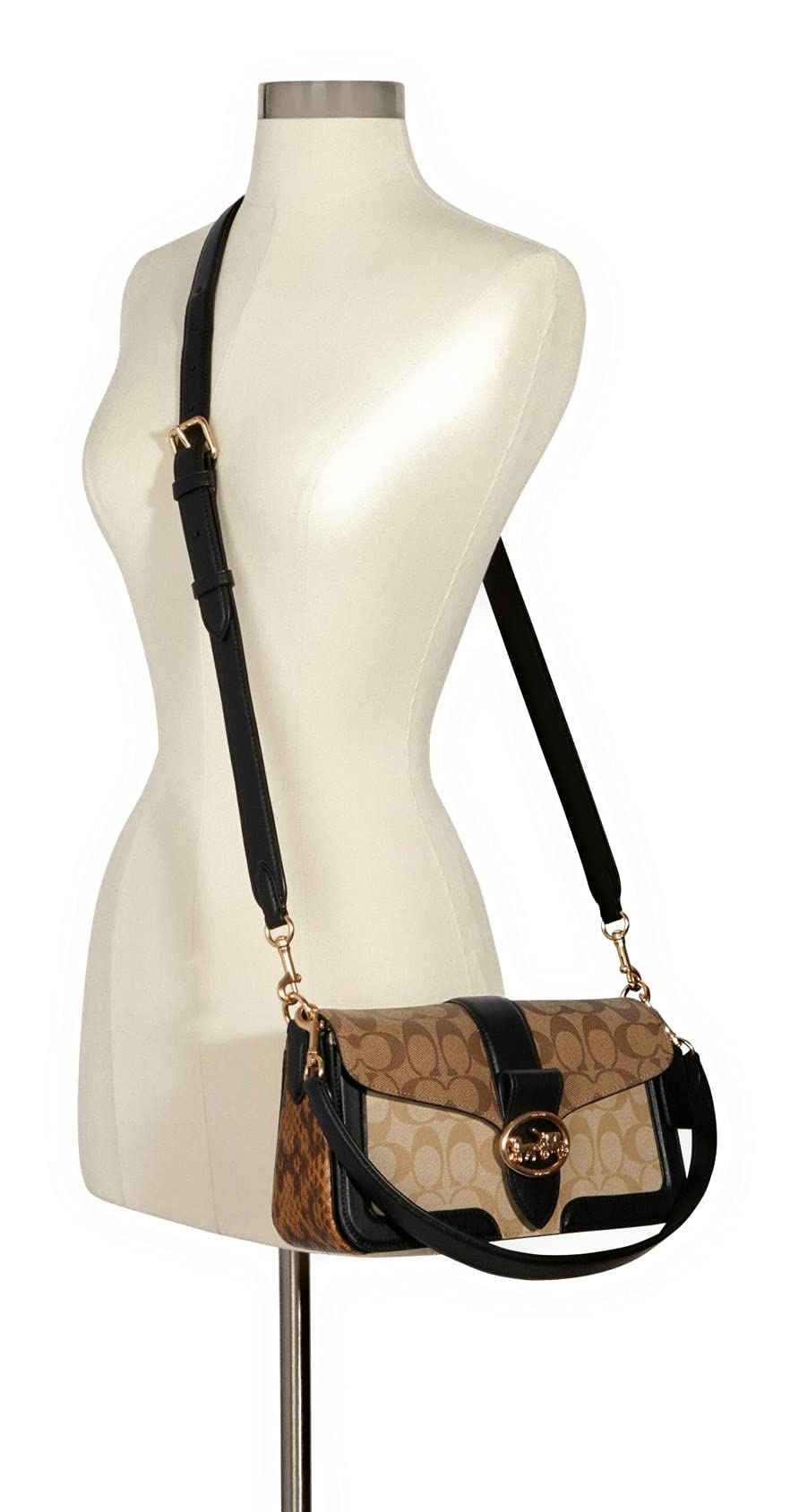 Coach Women's Georgie Shoulder Bag In Blocked Signature Canvas Im/Khaki/Lt Khaki/Black