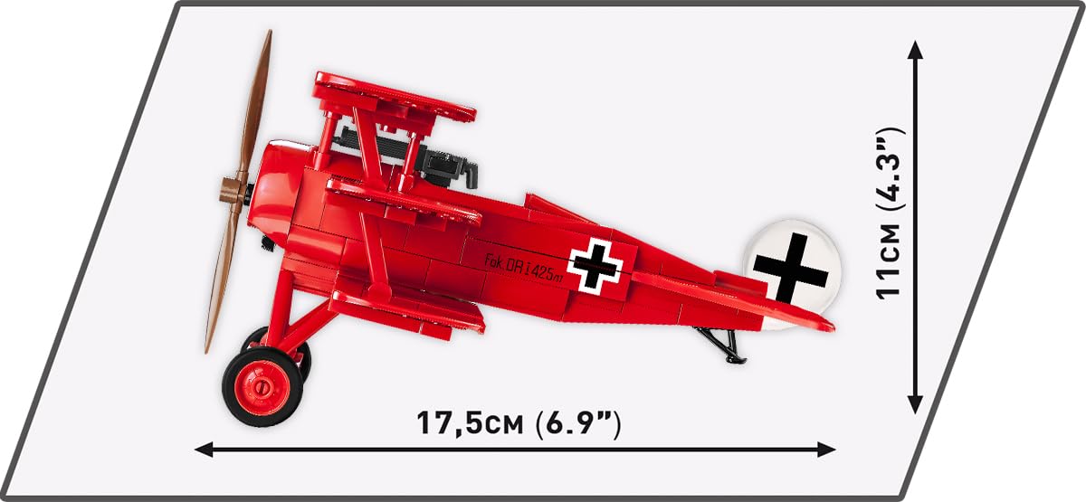 COBI Historical Collection: The Great War Fokker DR.1 Red Baron Plane,7+ years,178 pcs