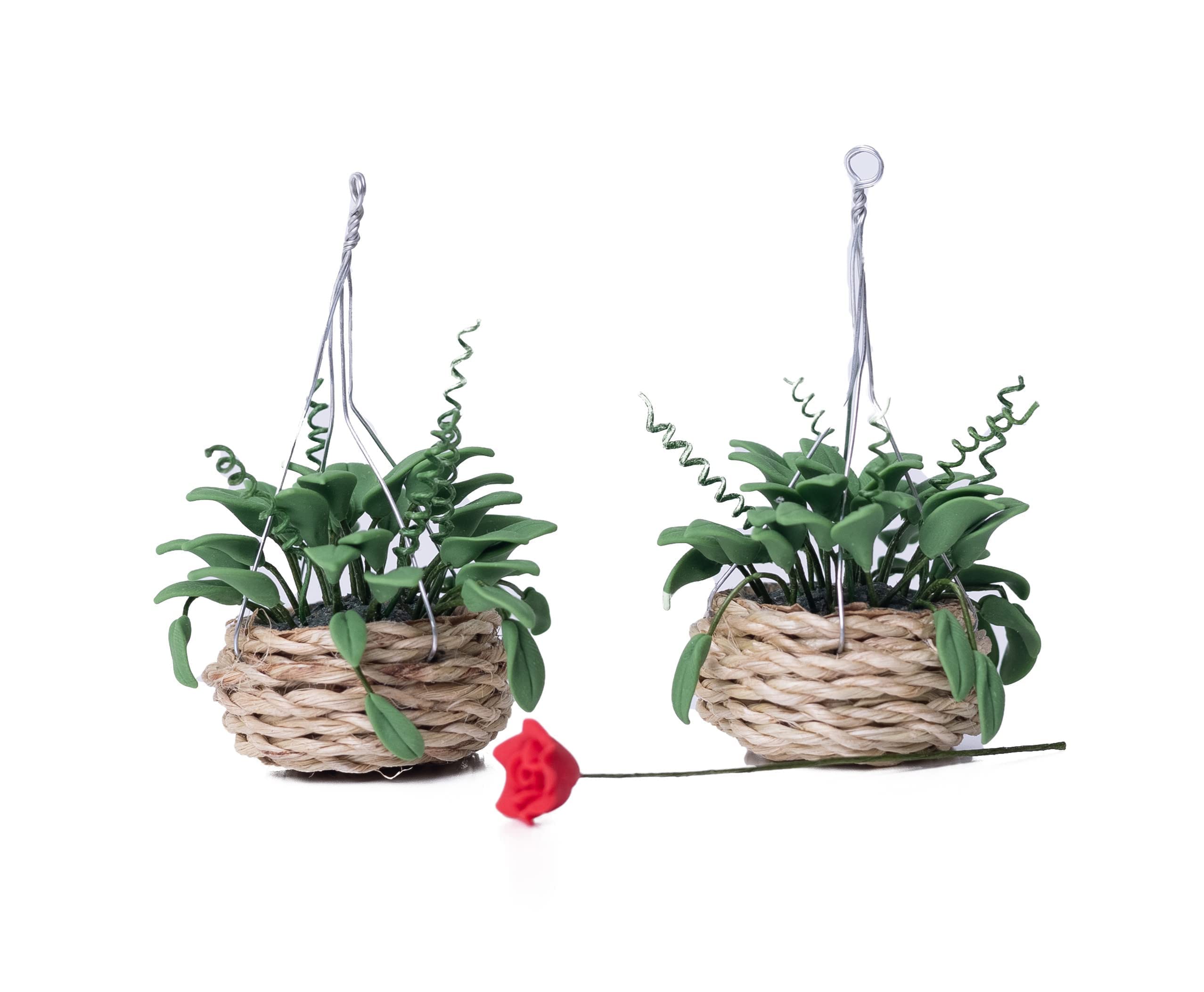 Taponukea Miniature Dollhouse Plants Dollhouse Furniture and Accessories Hanging Plant Pot Model 1 12 Scale (2 Pcs Plant Pots)