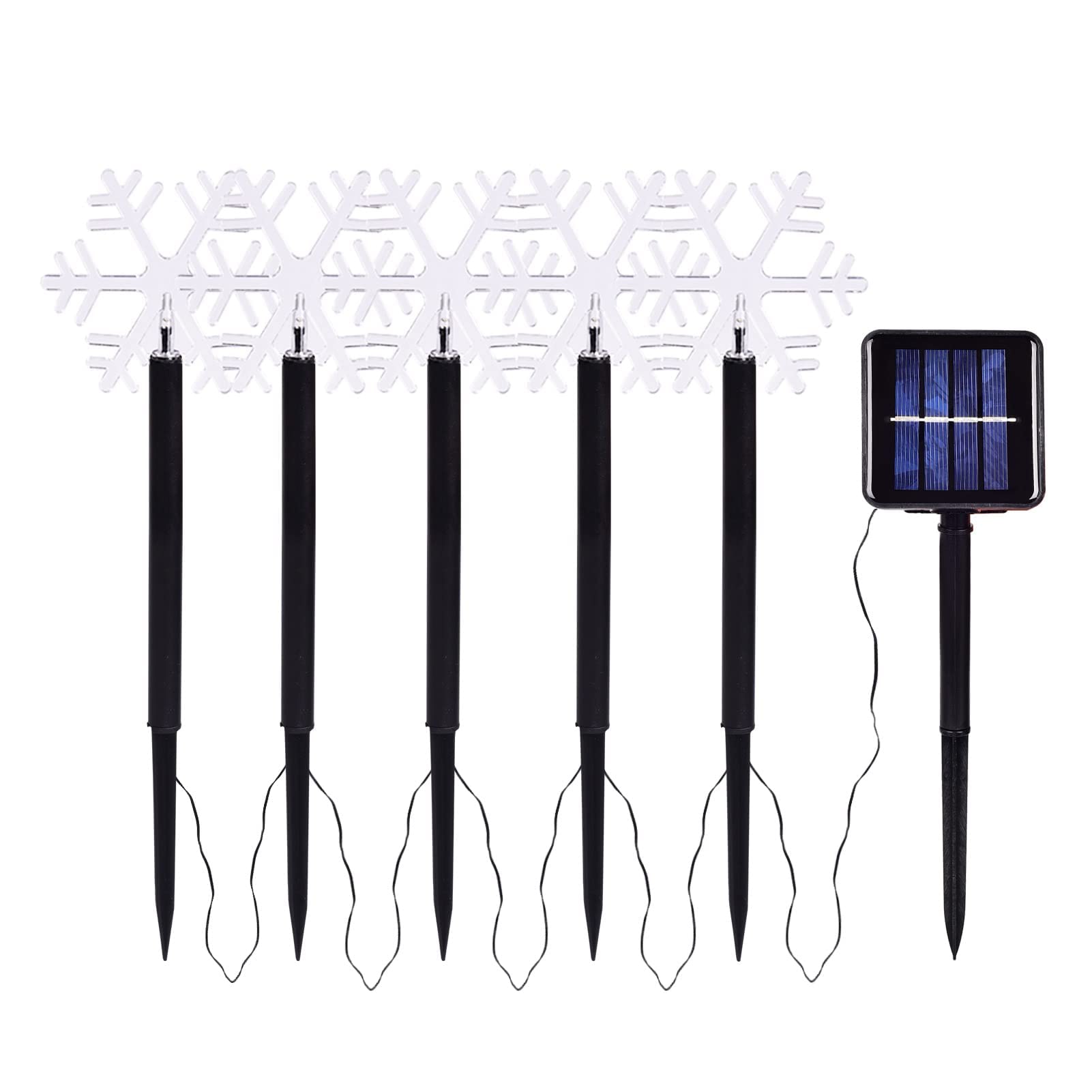 cyindzchwy Christmas Pathway Lights - Solar Powered Snowflake Lights with Stake Outdoor Waterproof, 5 Pack Outdoor Decorative Lights for Garden Yard Street Pathway Park Christmas Wedding (Snowflake)