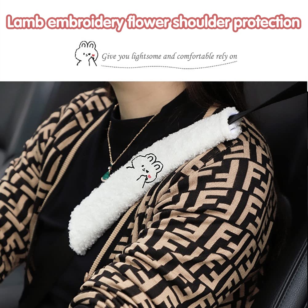 Car Seat Belt Pad,MoreChioce Universal Seat Belt Shoulder Strap Cover Comfortable Seatbelt Protector Pad with Sweet Pattern for Car and Backpack,Rabbit#B
