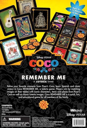 Coco Remember Me Loteria Game - Custom Artwork from Disney Pixar Film, Inspired by Mexican Culture