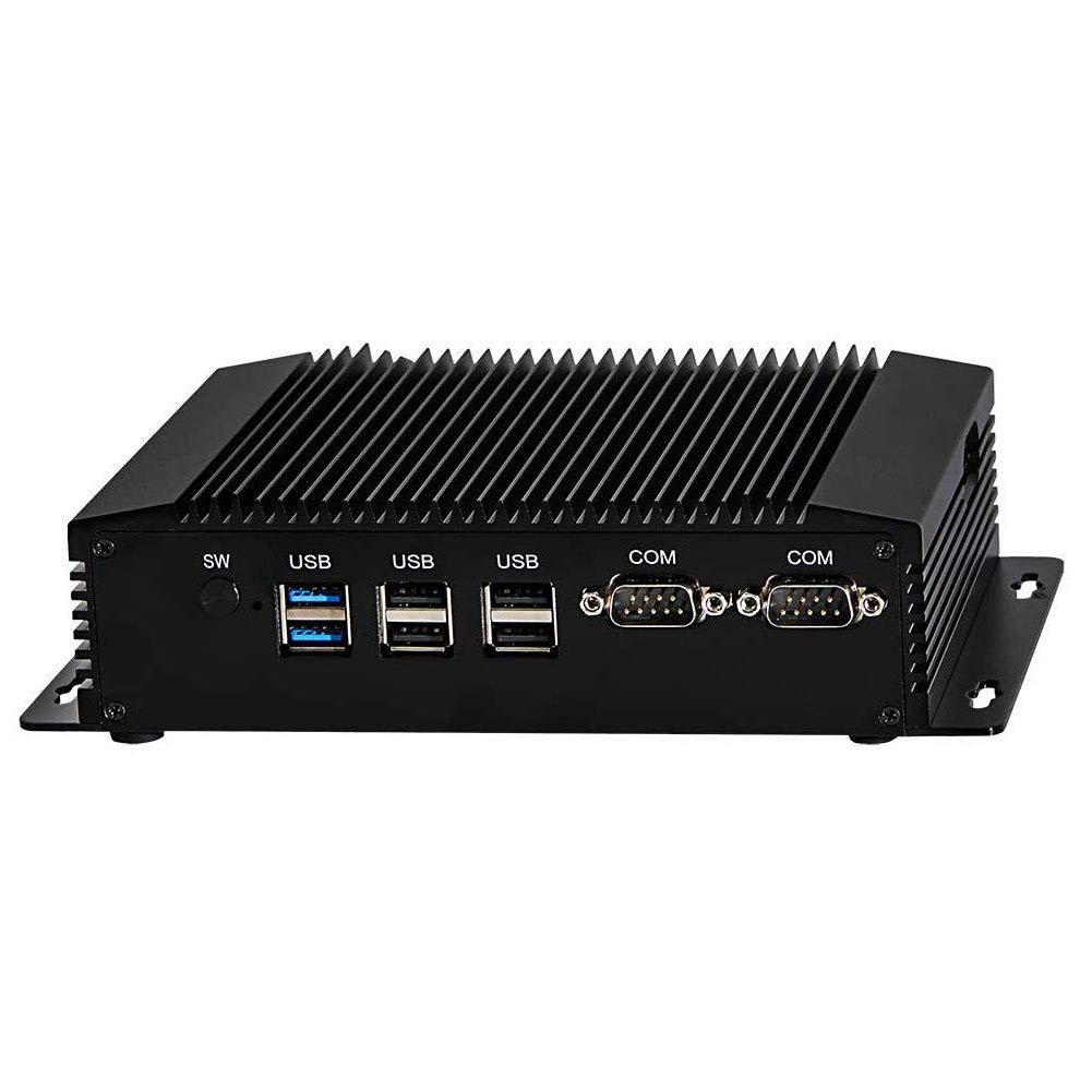 PARTAKER Fanless Industrial PC, Mini PC with Celeron J1900/N3520/N2920 CPU, 4GB Ram 64GB SSD, 2xCOM, 2xUSB 3.0, 4xUSB 2.0, 2xLAN, HD Port, VGA, Wi-Fi, Windows 10 Pro