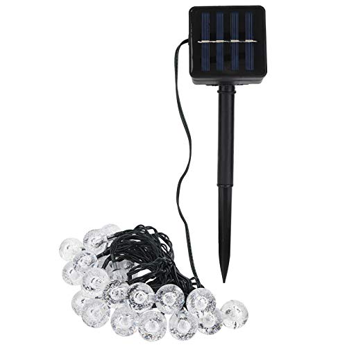 Outdoor String Lights, Waterproof Christmas Decoration Light, 19.7 Feet 30 LED Solar Powered Patio Lights Super Bright with Support Pillar Fairy Lights for Xmas Tree Garden Home (Warm Yellow)