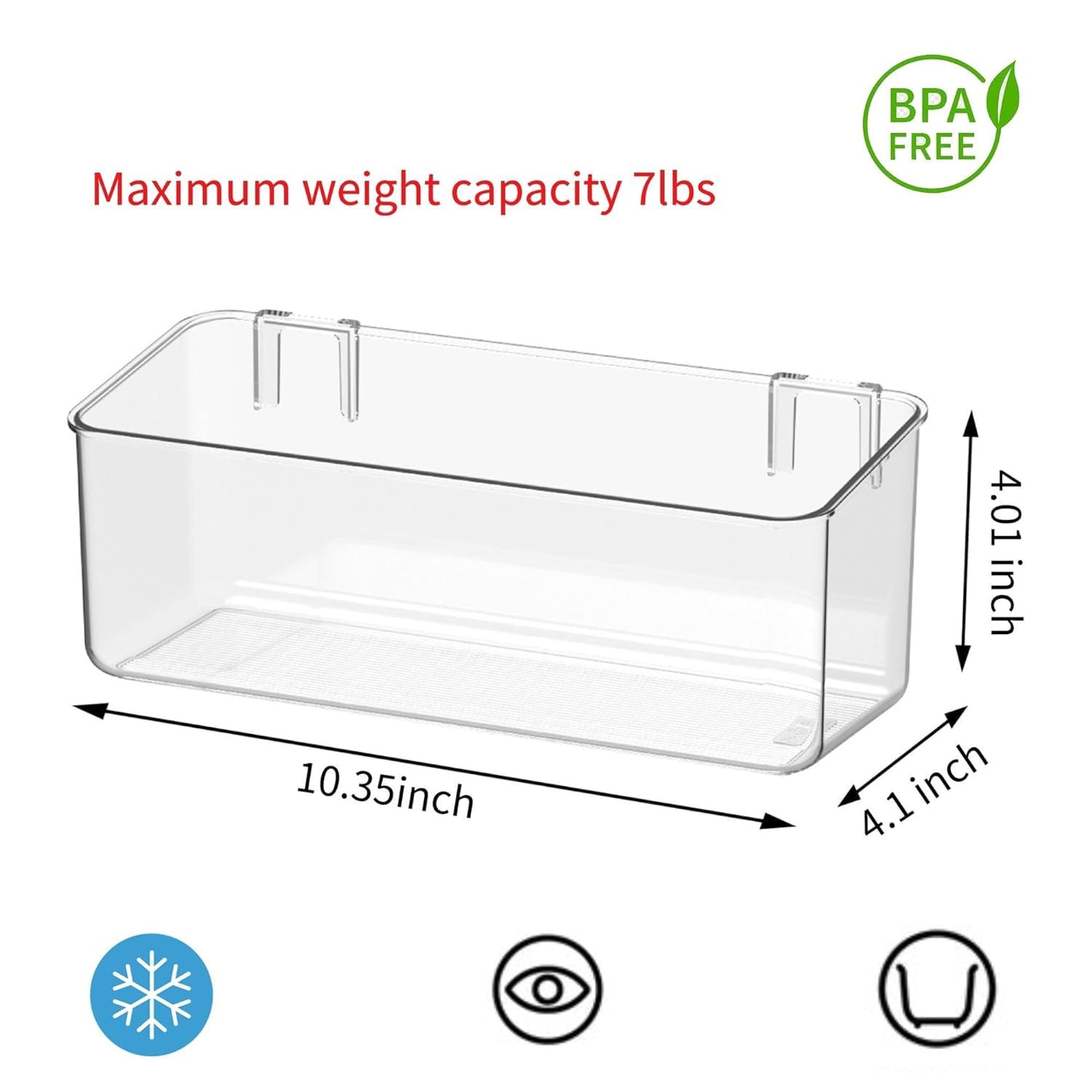 vacane 2 Pack Plastic Adhesive Mount Over Cabinet Door Organizer, Wall Organization Container Makeup Organizer Hanging Basket Bins for Kitchen, Pantry, Craft Room, Office, Space Saving Holder